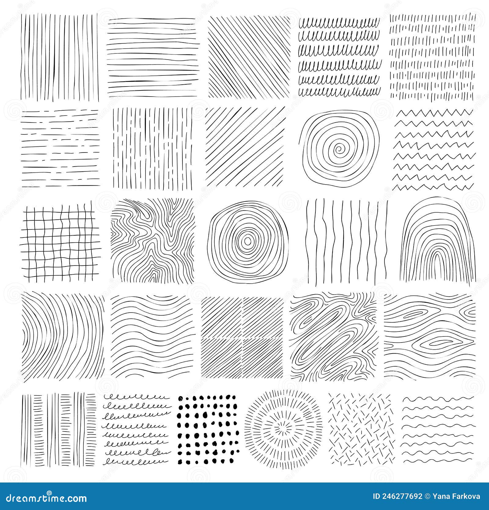 Hand Drawn Line Texture Set. Vector Scribble, Horizontal and Wave ...