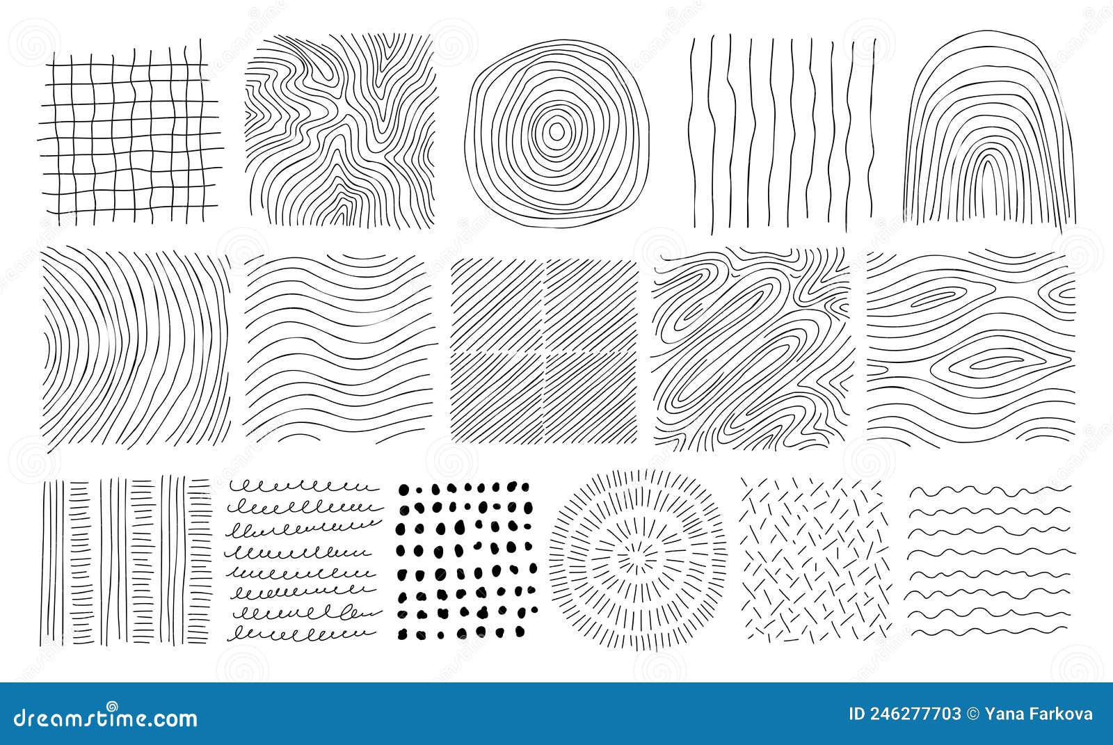 Hand Drawn Line Texture Set. Vector Scribble, Horizontal and Wave ...