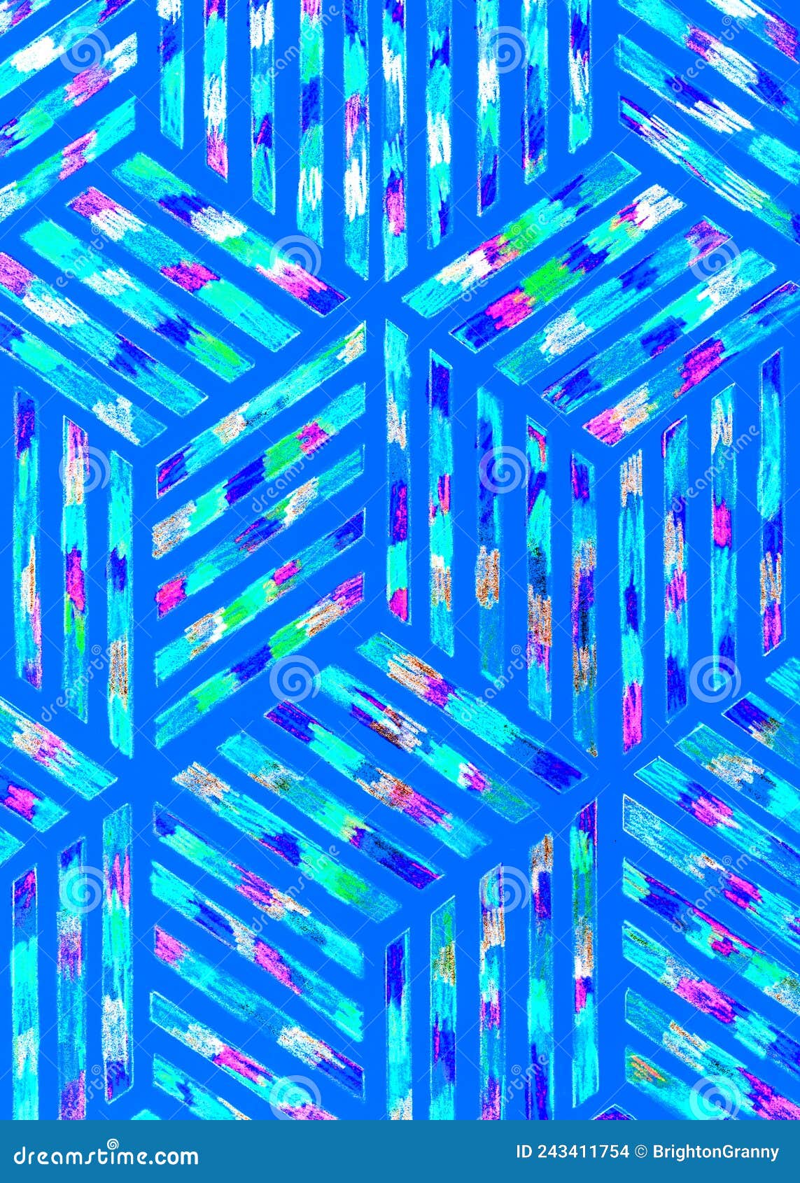Hand Drawn Linear 3d Box Shaped Pattern. Stock Illustration ...