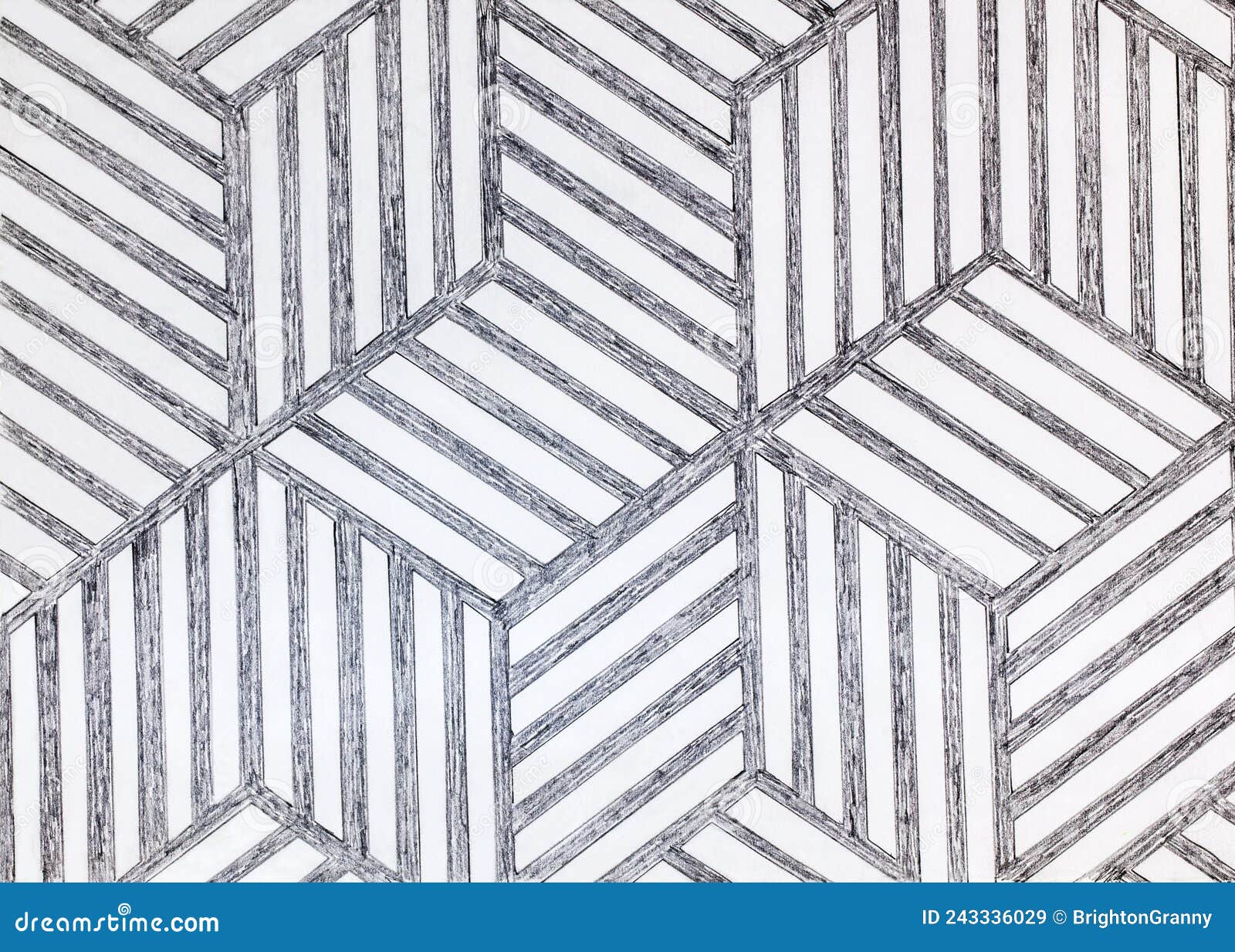 Hand Drawn Linear 3d Box Shaped Pattern. Stock Illustration ...