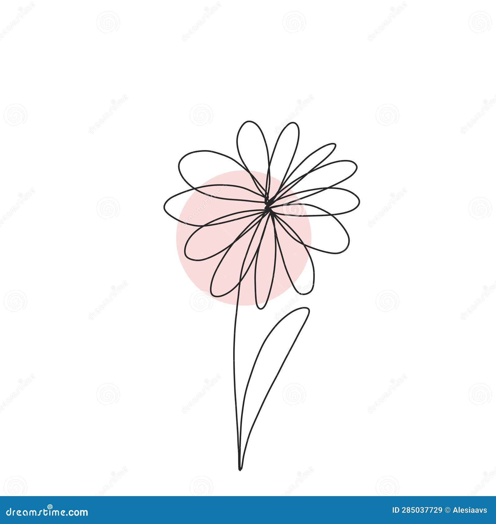 Hand Drawn Linear Flower Illustration Stock Illustration - Illustration ...