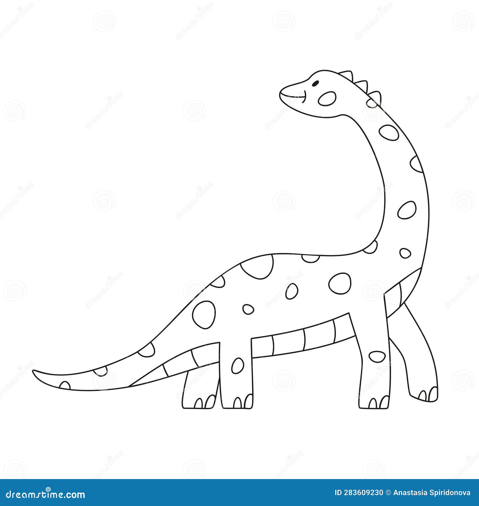 Hand Drawn Linear Vector Illustration of Brachiosaurus Dinosaur Stock ...