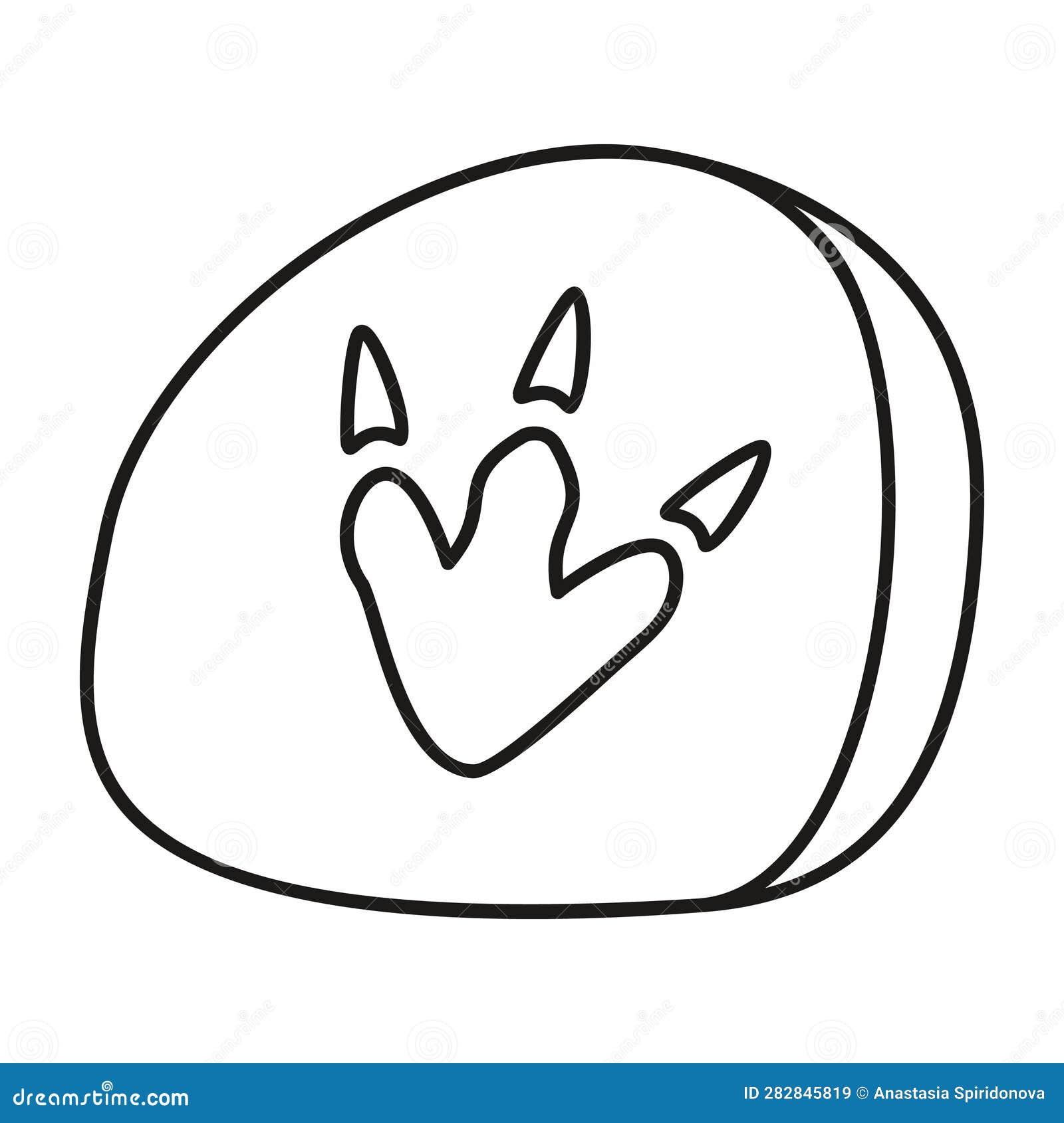 Hand Drawn Linear Vector Illustration of a Footstep and a Stone Stock ...