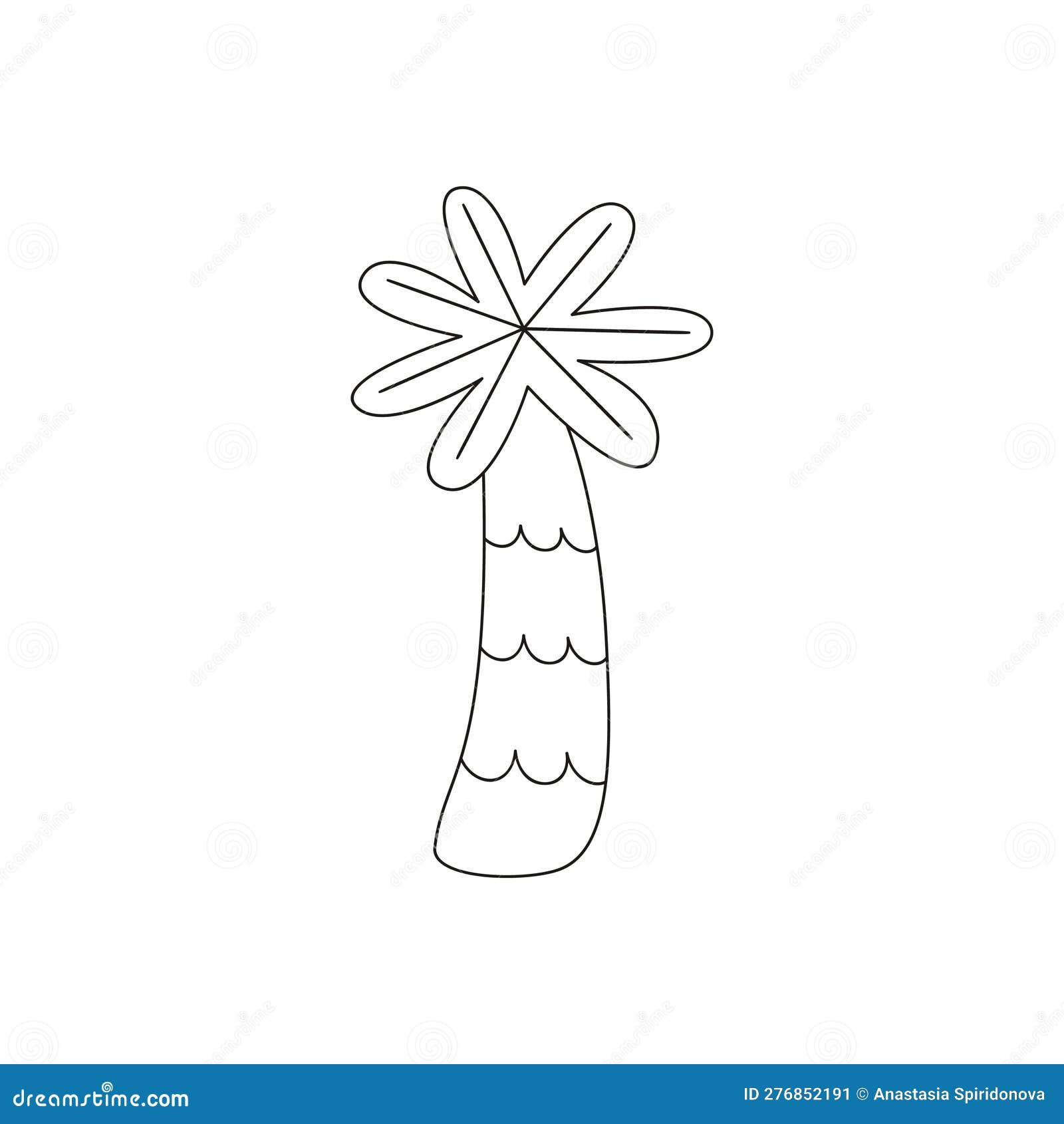 Hand Drawn Linear Vector Illustration of a Palm Tree Stock Vector ...