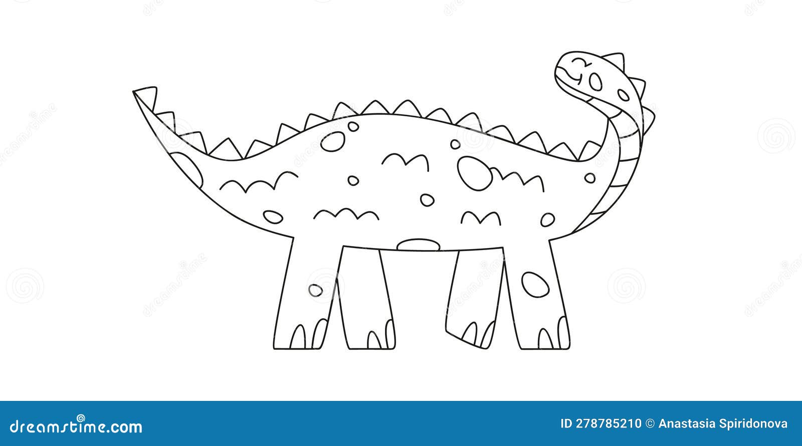 Hand Drawn Linear Vector Illustration of Scelidosaurus Dinosaur Stock ...