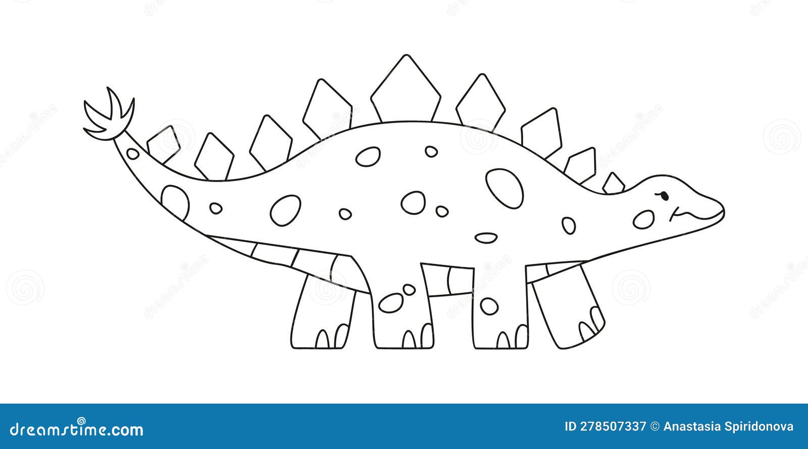 Hand Drawn Linear Vector Illustration of Stegosaurus Dinosaur Stock ...