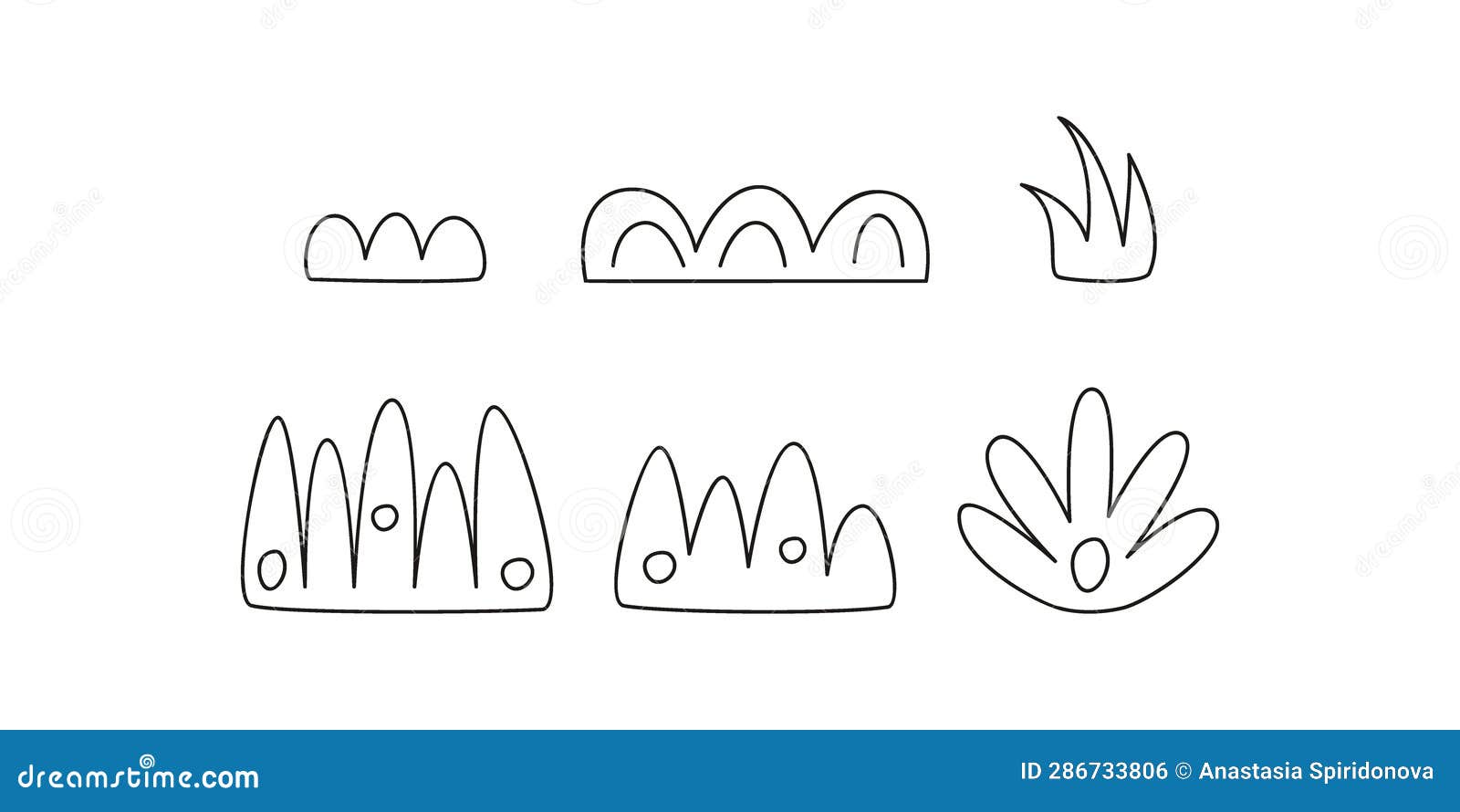 Hand Drawn Linear Vector Illustrations of Grass Stock Illustration ...