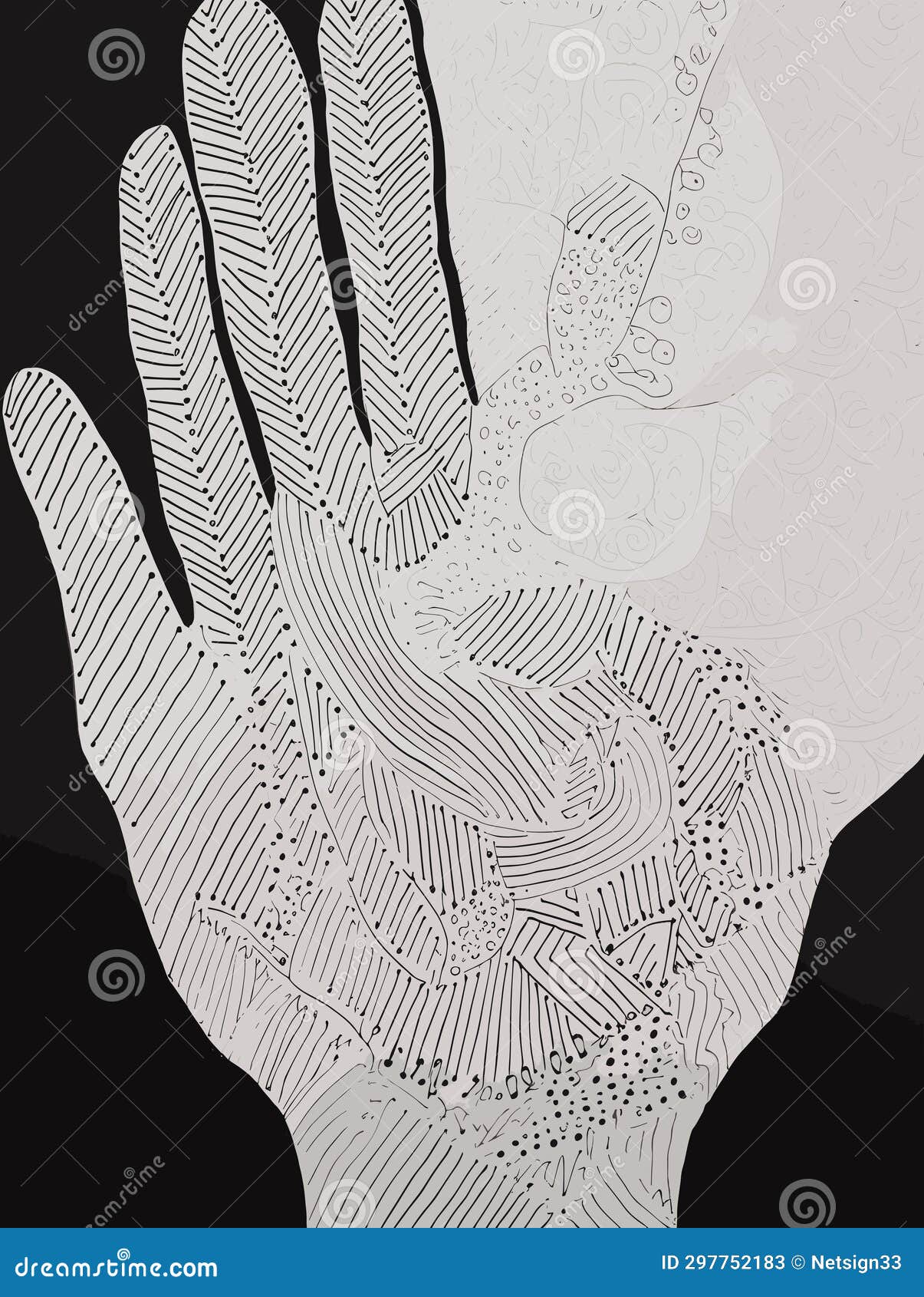 A Hand Drawn with Lines - Hamsa Hands Poster Stock Vector ...