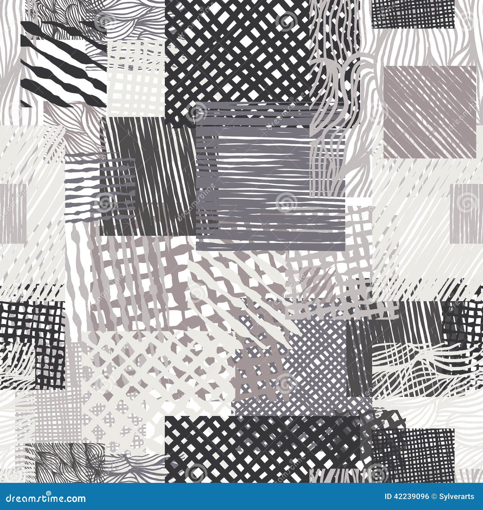 Hand Drawn Lines Textures Doodle Style Seamless Pattern, Vector Stock ...