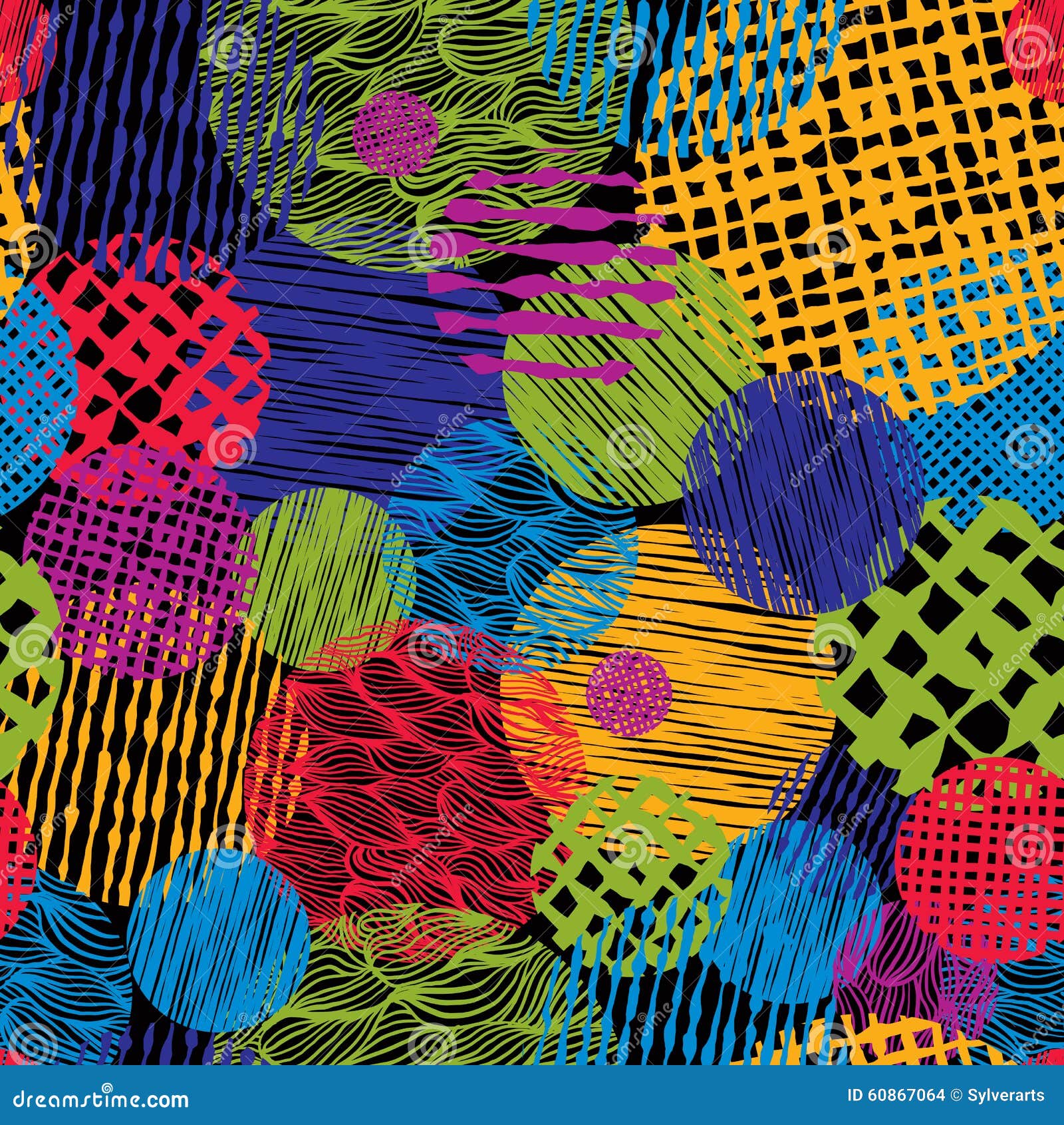 Hand Drawn Lines Textures Grunge Style Seamless Pattern, Vector Stock ...