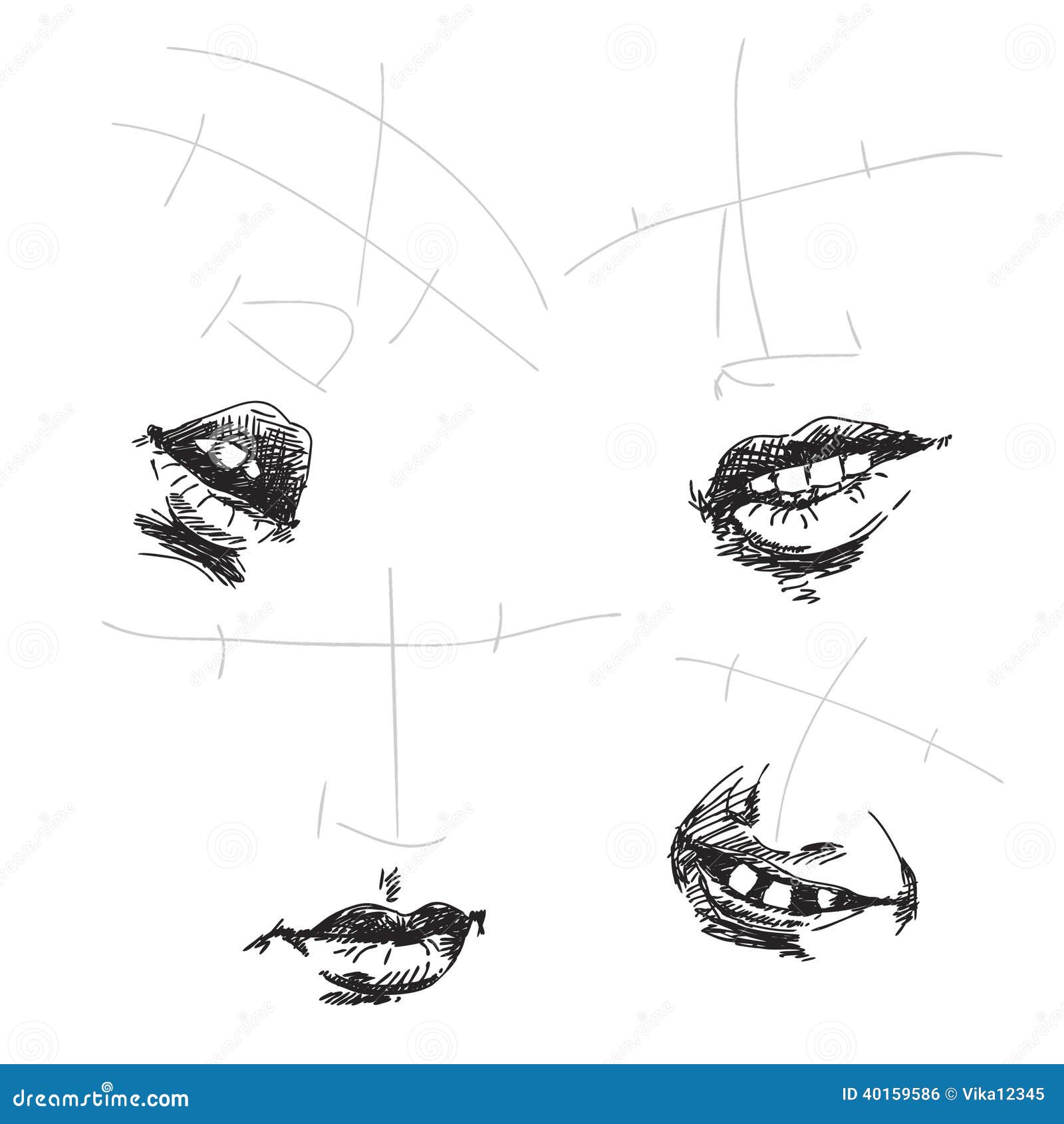 Hand drawn lips stock vector. Illustration of parts, lips - 40159586