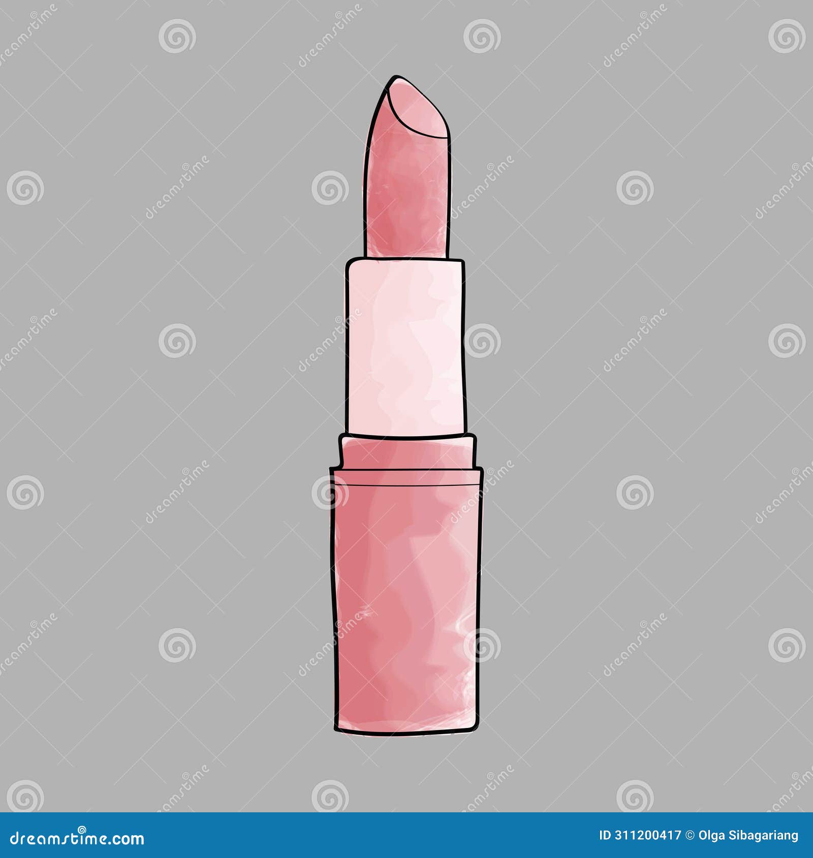 Hand Drawn of Lipstick with Red Watercolor Stock Vector - Illustration ...