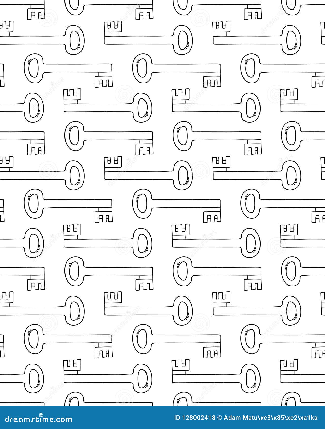Hand Drawn Lock and Key Vector Seamless Pattern Stock Vector ...