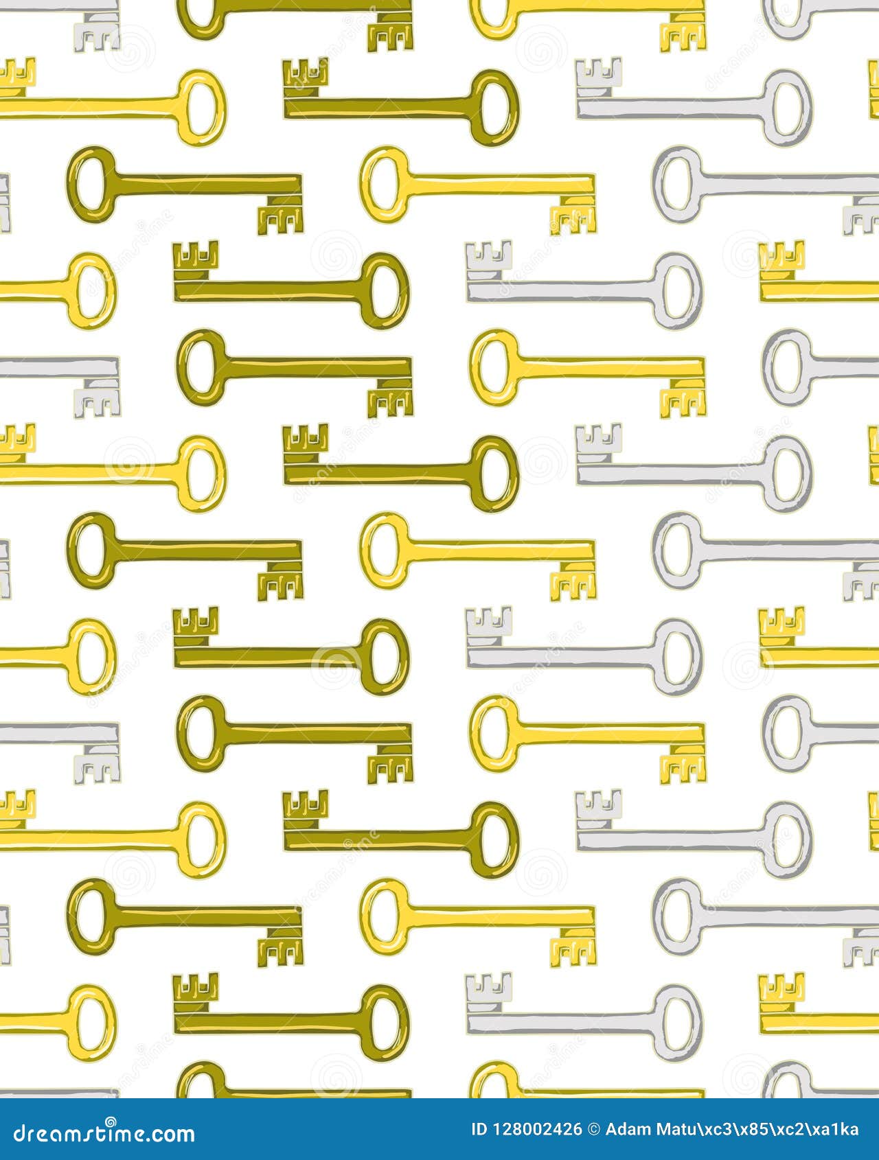 Hand Drawn Lock and Key Vector Seamless Pattern Stock Vector ...