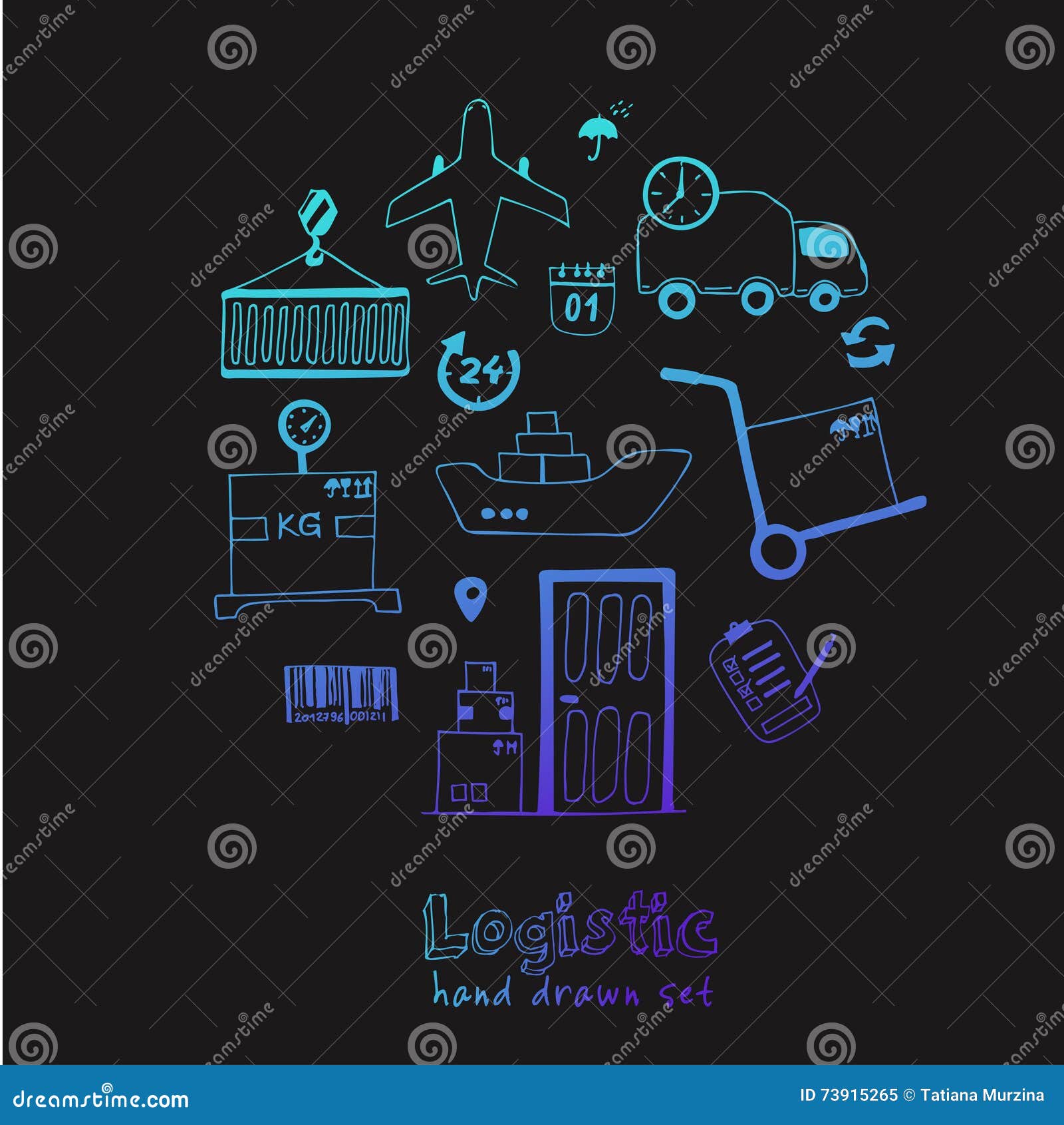 Hand Drawn Logistics and Delivery Sketch Icons Set Stock Vector ...