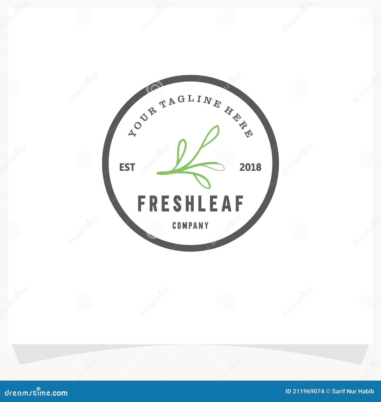 Fresh Leaf Hand Drawn Logo Design Template Stock Vector - Illustration ...