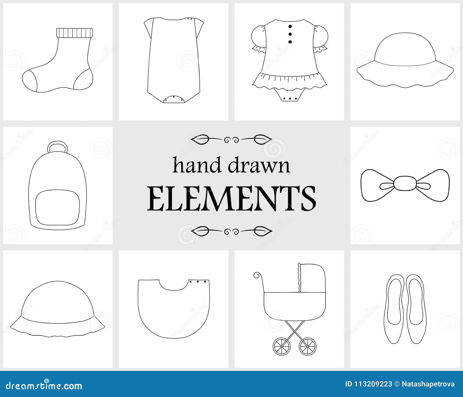 Hand Drawn Logo Elements and Icons Stock Vector - Illustration of brand ...