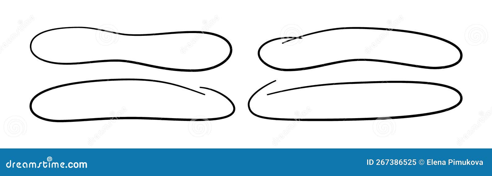 Hand Drawn Long Circle Ovals Set. Ellipses of Different Widths ...