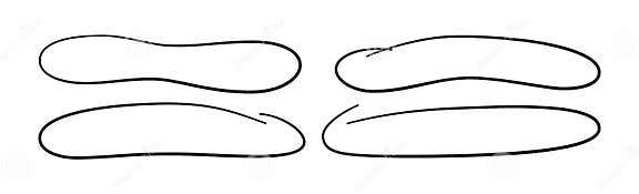 Hand Drawn Long Circle Ovals Set. Ellipses of Different Widths ...