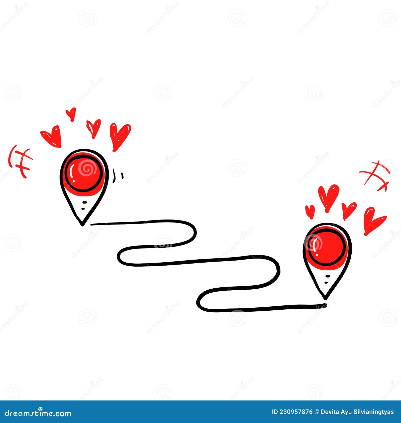 Hand Drawn Long Distance Relationship Icon Concept Illustration Vector ...