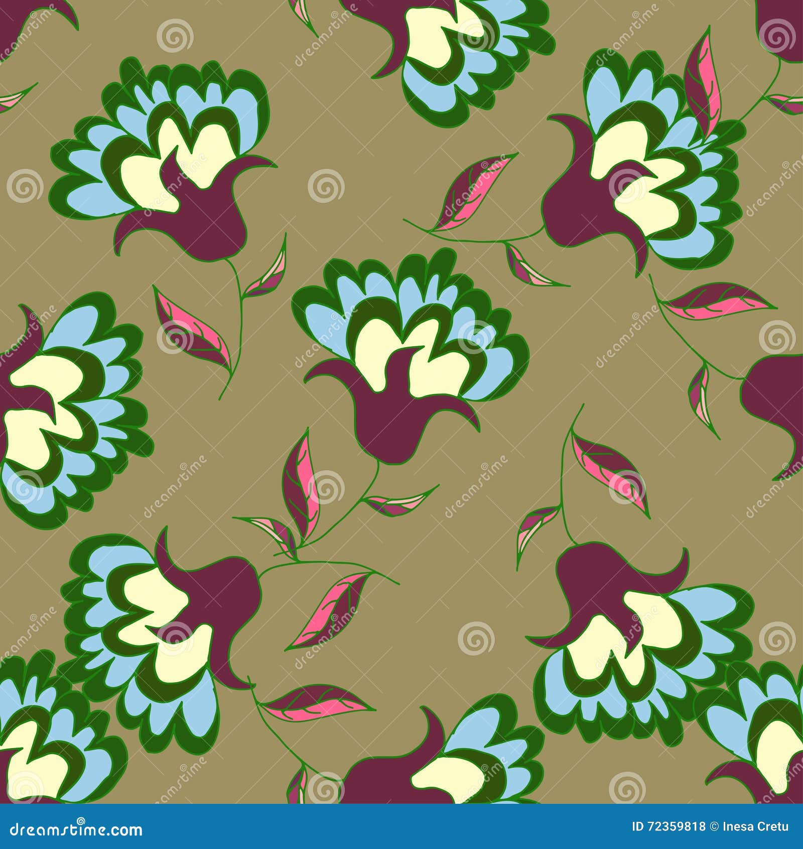 Hand Drawn Loral Seamless Pattern Stock Vector - Illustration of lovely ...