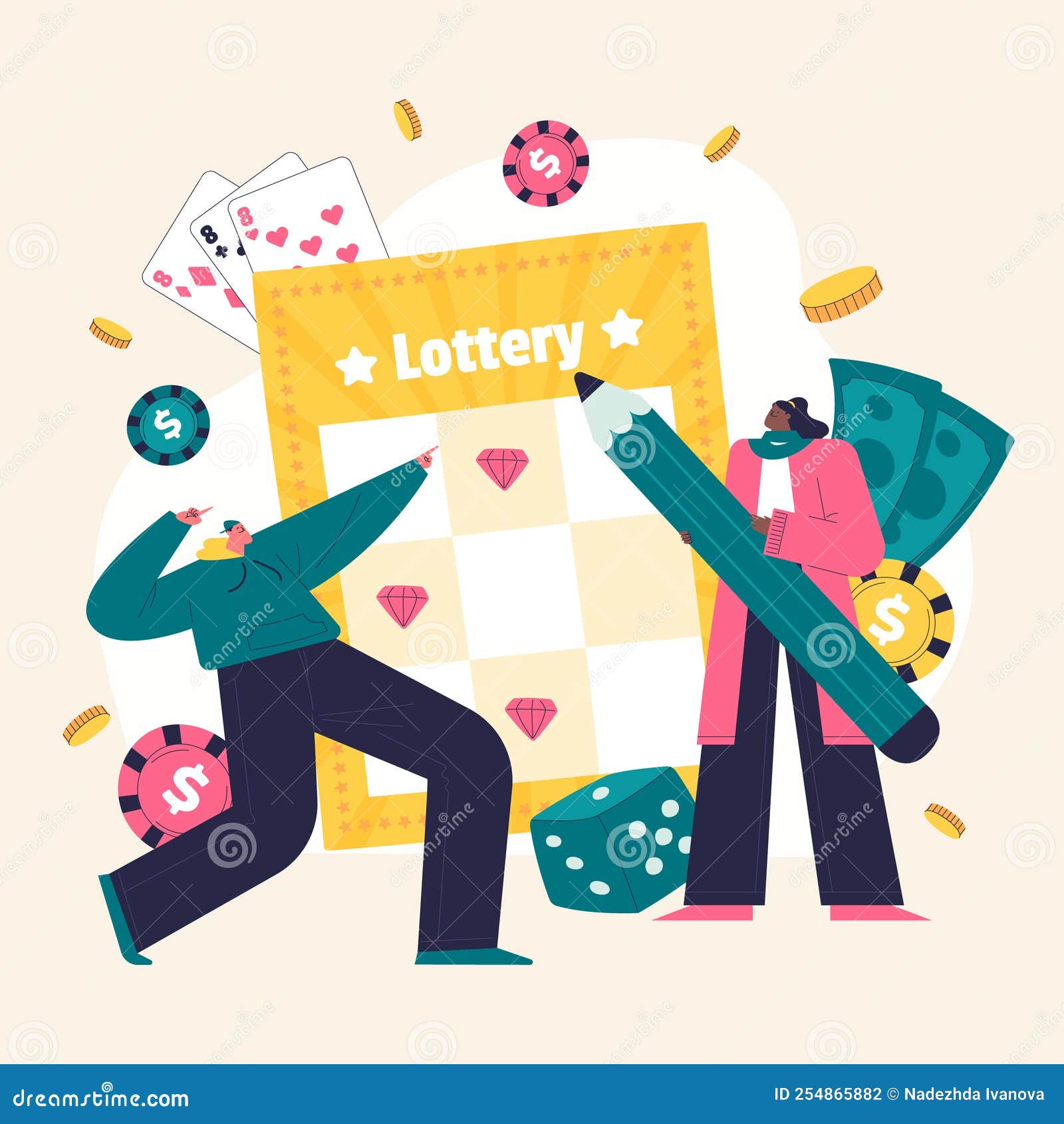 Hand Drawn Lottery Ticket Vector Illustration Stock Vector ...