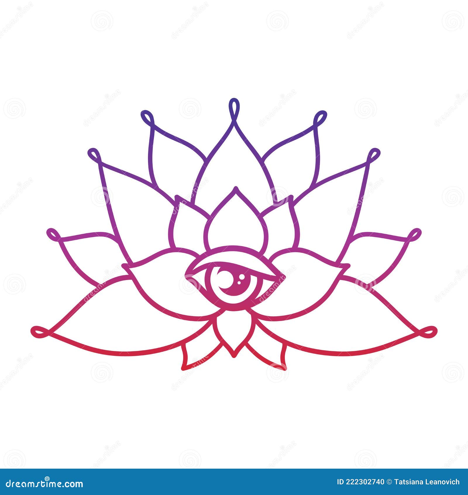 Hand Drawn Lotus Flower Tattoo Design with Third Eye. Graphic Mandala ...