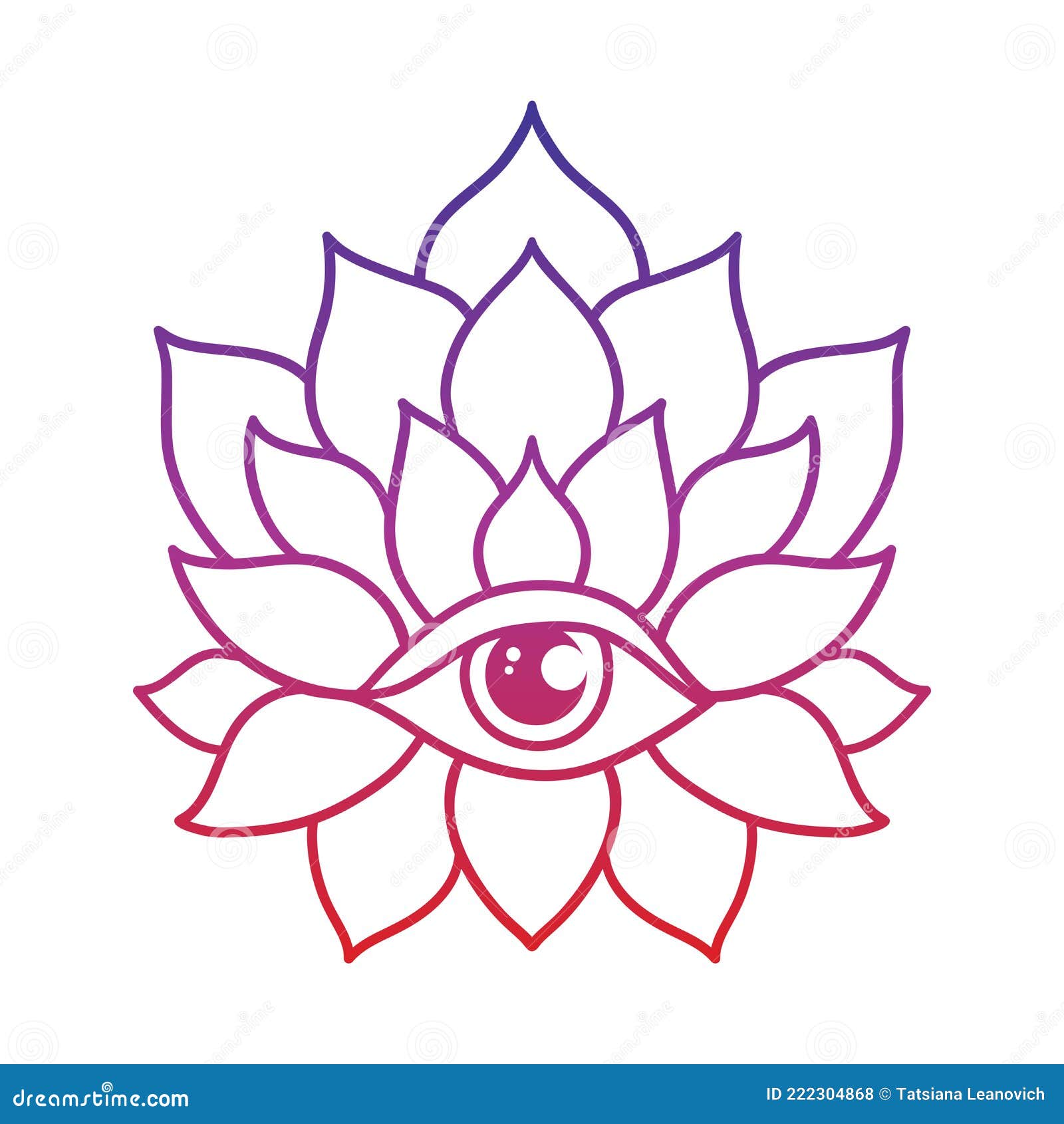 Hand Drawn Lotus Flower Tattoo Design with Third Eye. Graphic Mandala ...