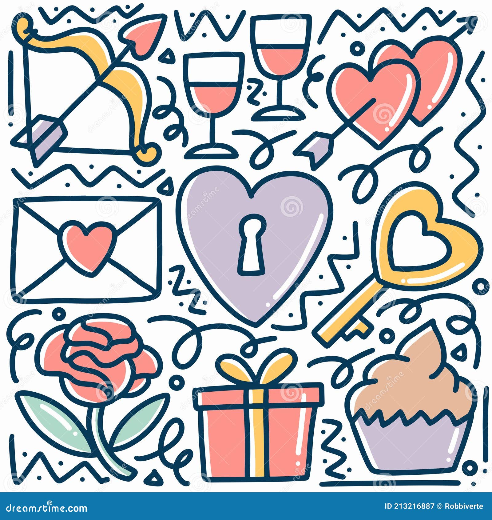 Hand Drawn about Love Doodle Set Stock Vector - Illustration of drawn ...