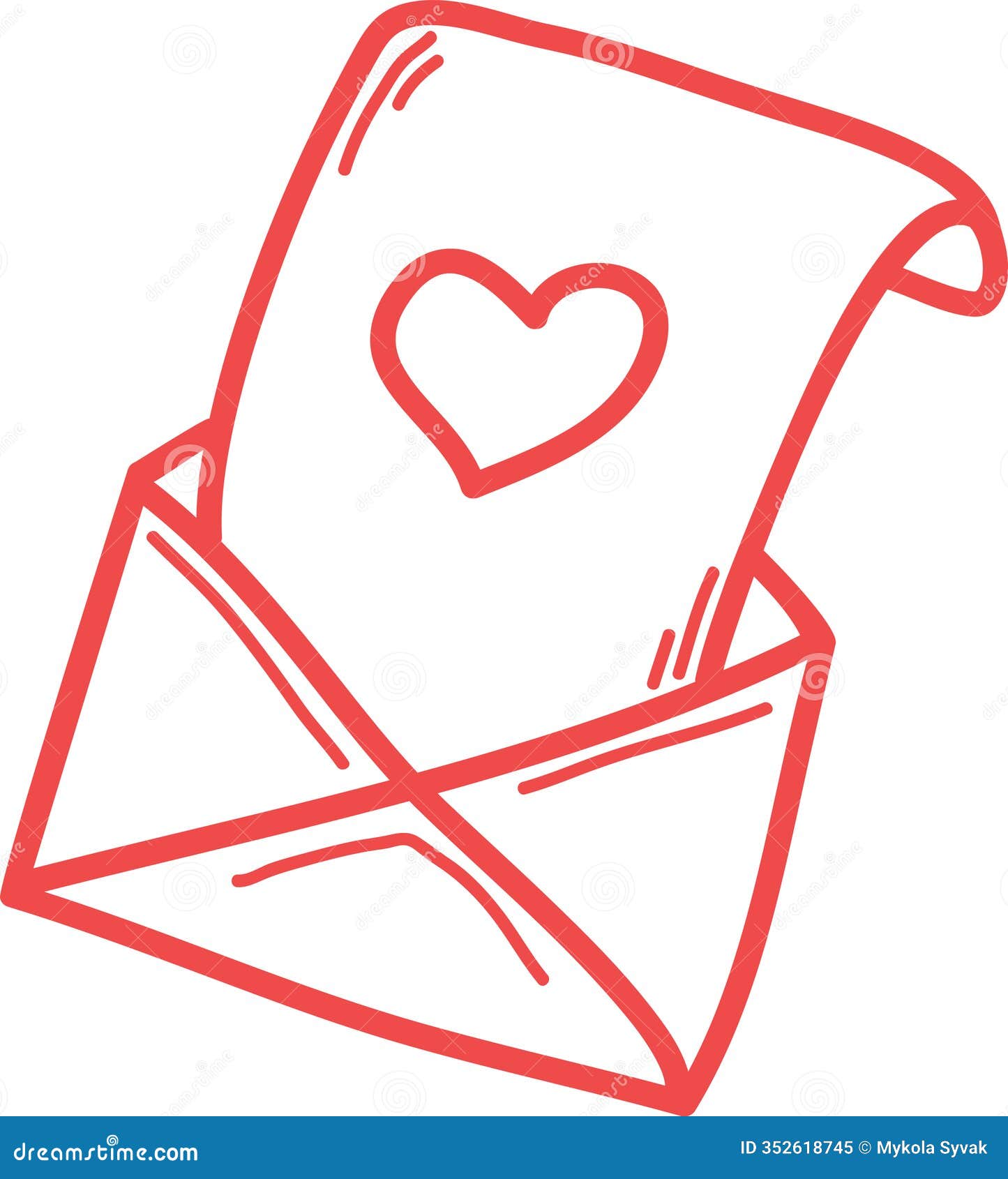 Hand Drawn Love Envelope stock illustration. Illustration of isolated ...