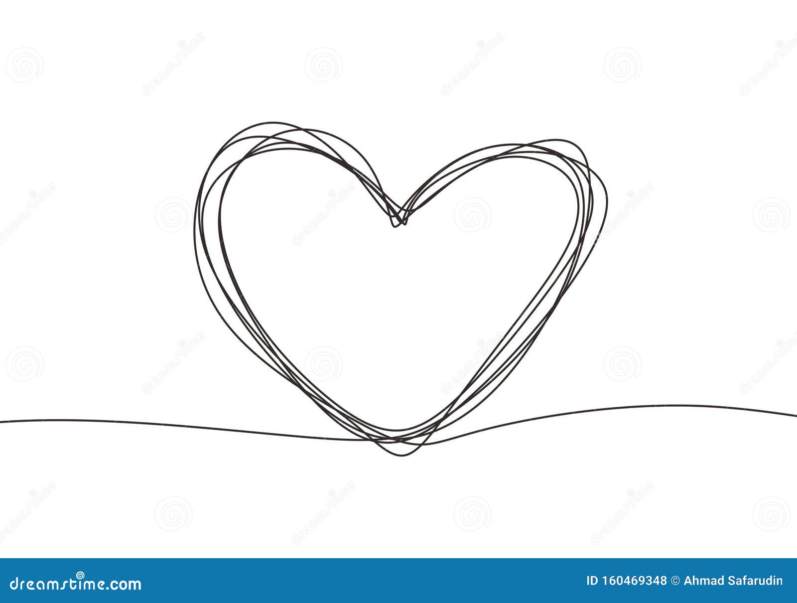 Hand Drawn Love Heart Symbol Continuous One Line Drawing Vector
