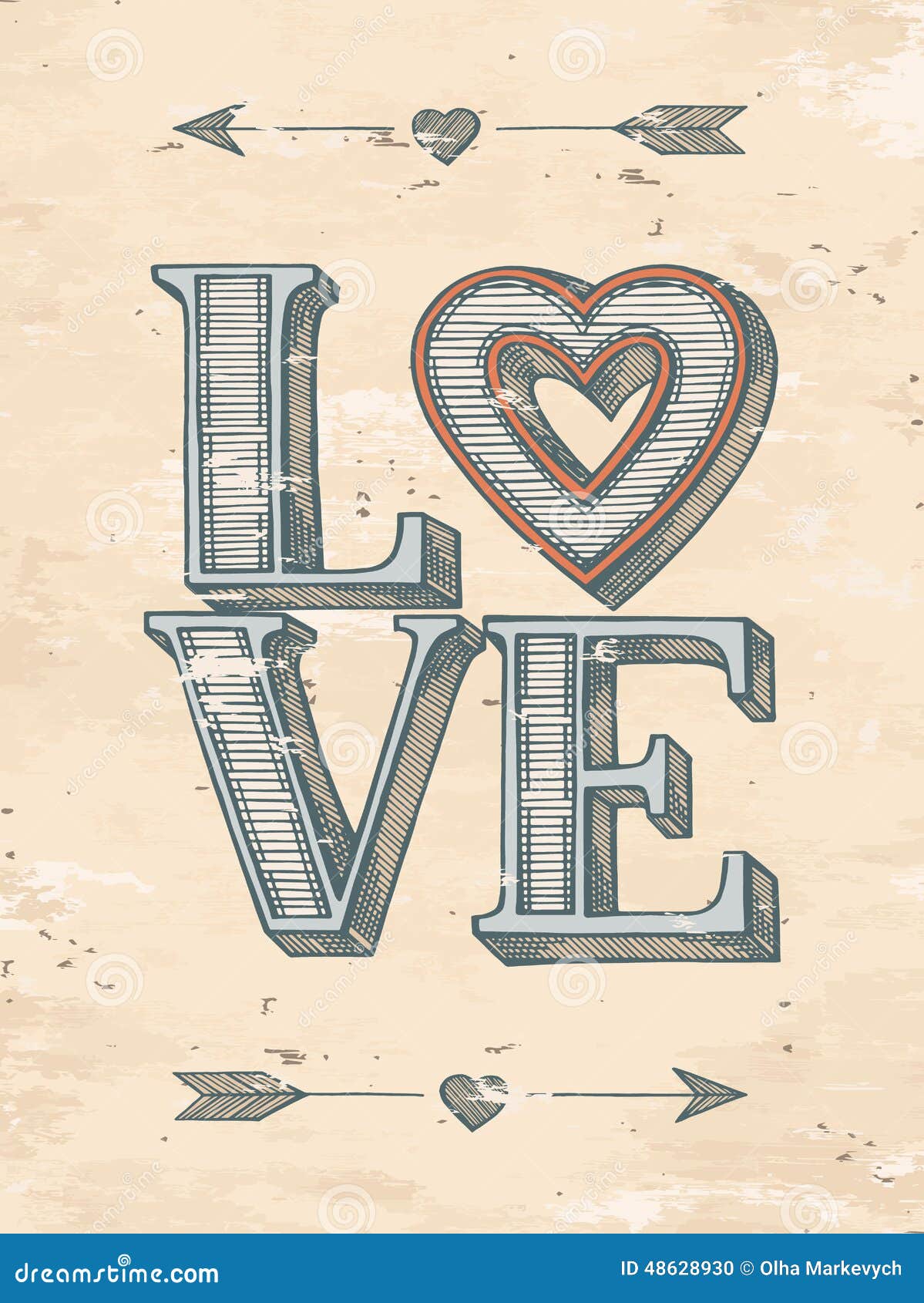 Hand Drawn Love Poster stock vector. Illustration of graphic - 48628930