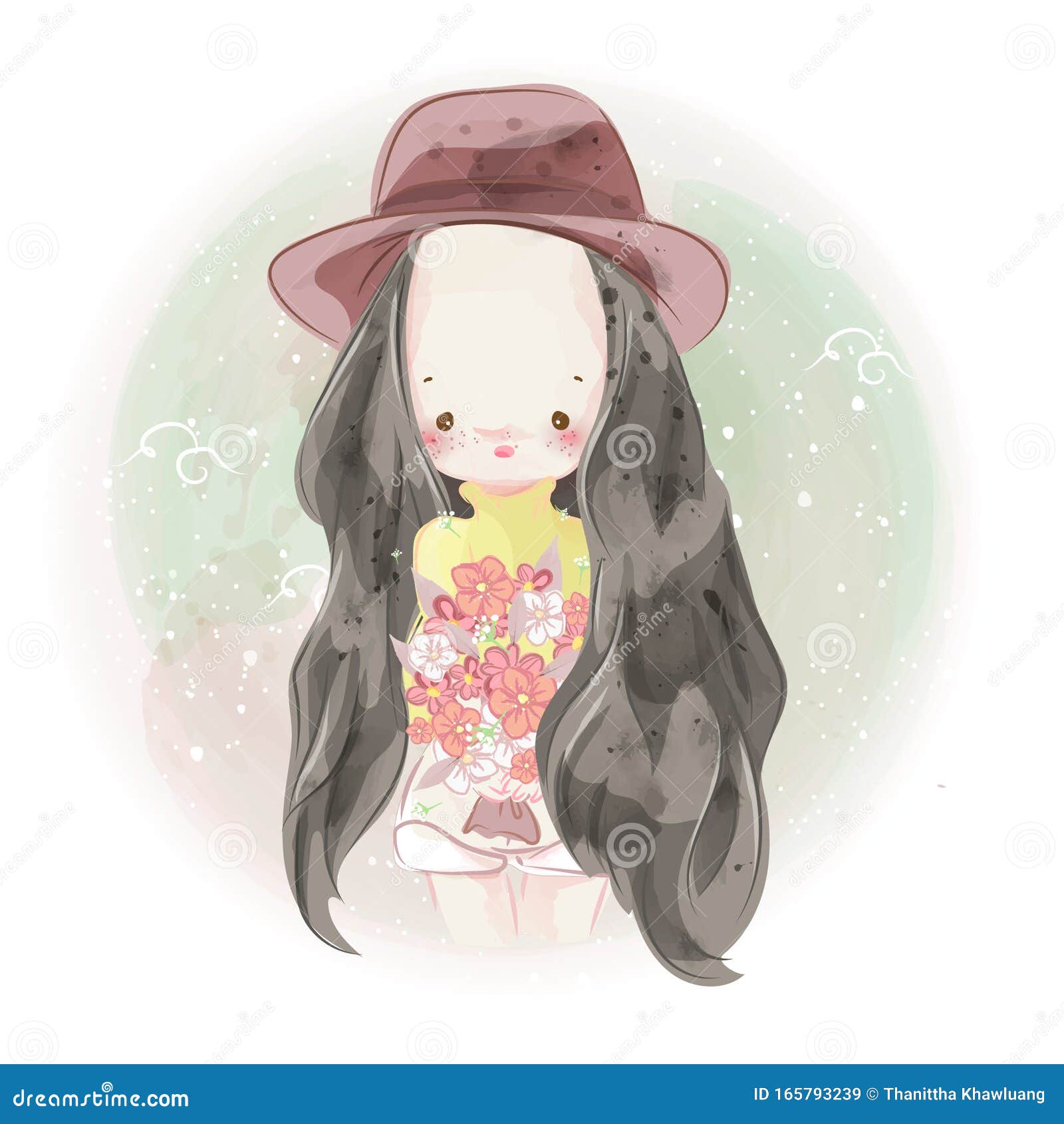 Hand Drawn a Lovely Girl. Vector Illustration Stock Illustration ...