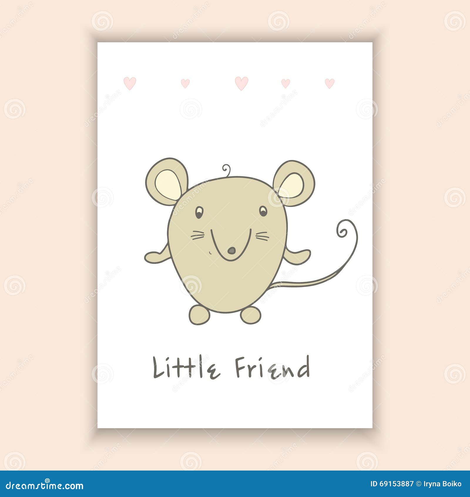 Hand Drawn Lovely with Mouse - Cute Postcard Made in Vector. Printable ...