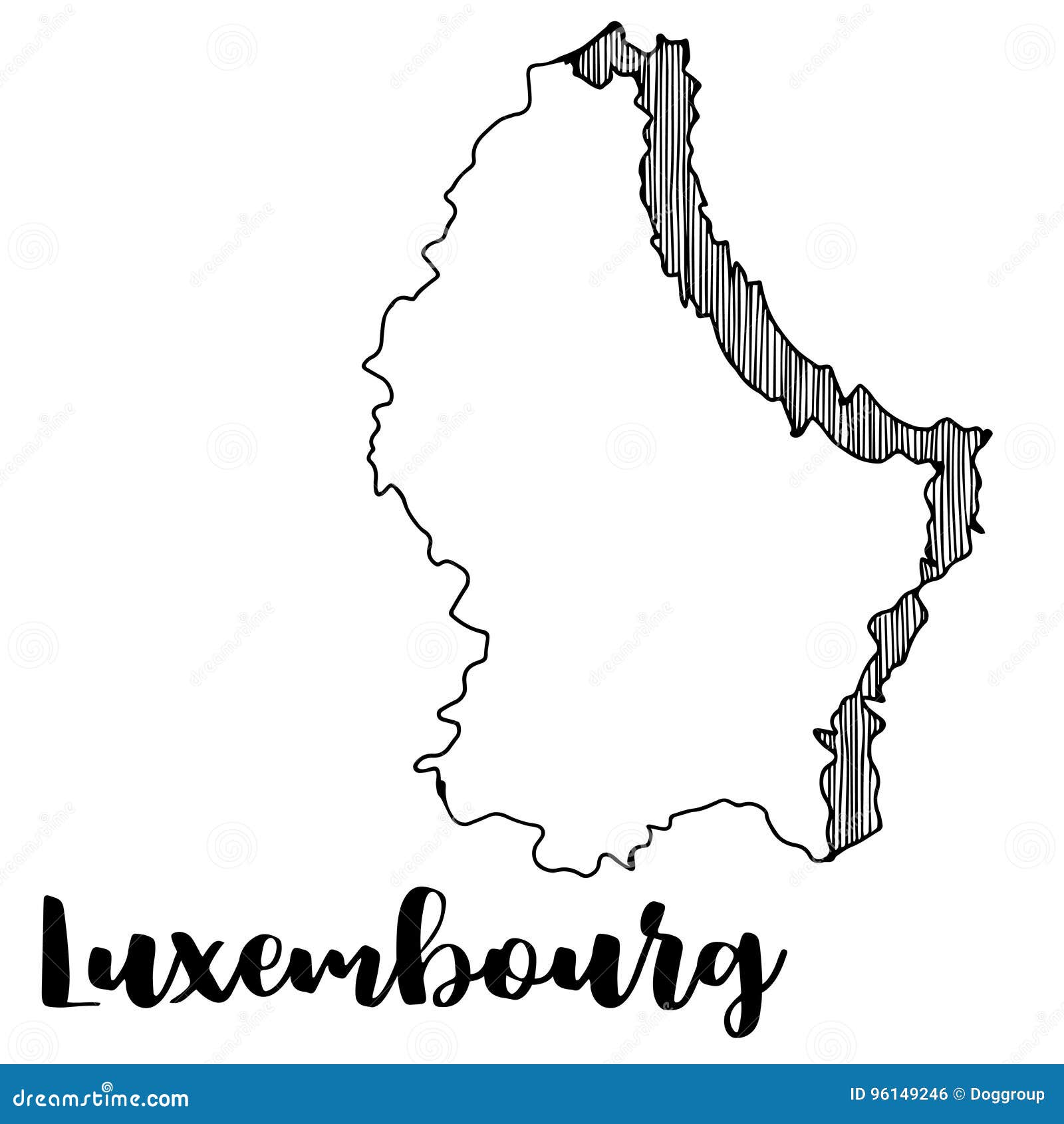 Hand Drawn of Luxembourg Map, Illustration Stock Illustration ...