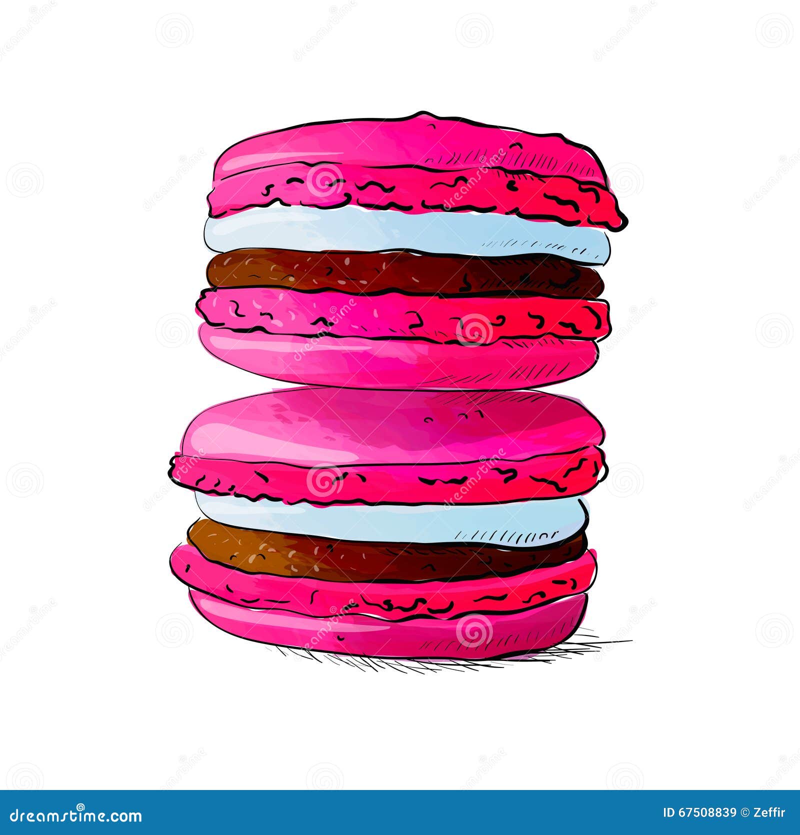How To Draw Set Of Macaroons For Children. Step By Step Drawing ...