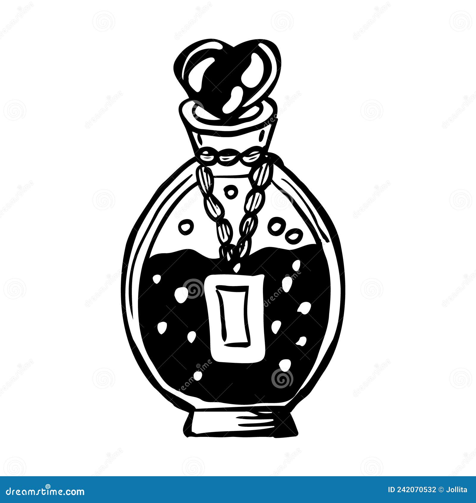 Hand Drawn Magic Bottle Isolated on White. Stock Vector - Illustration ...