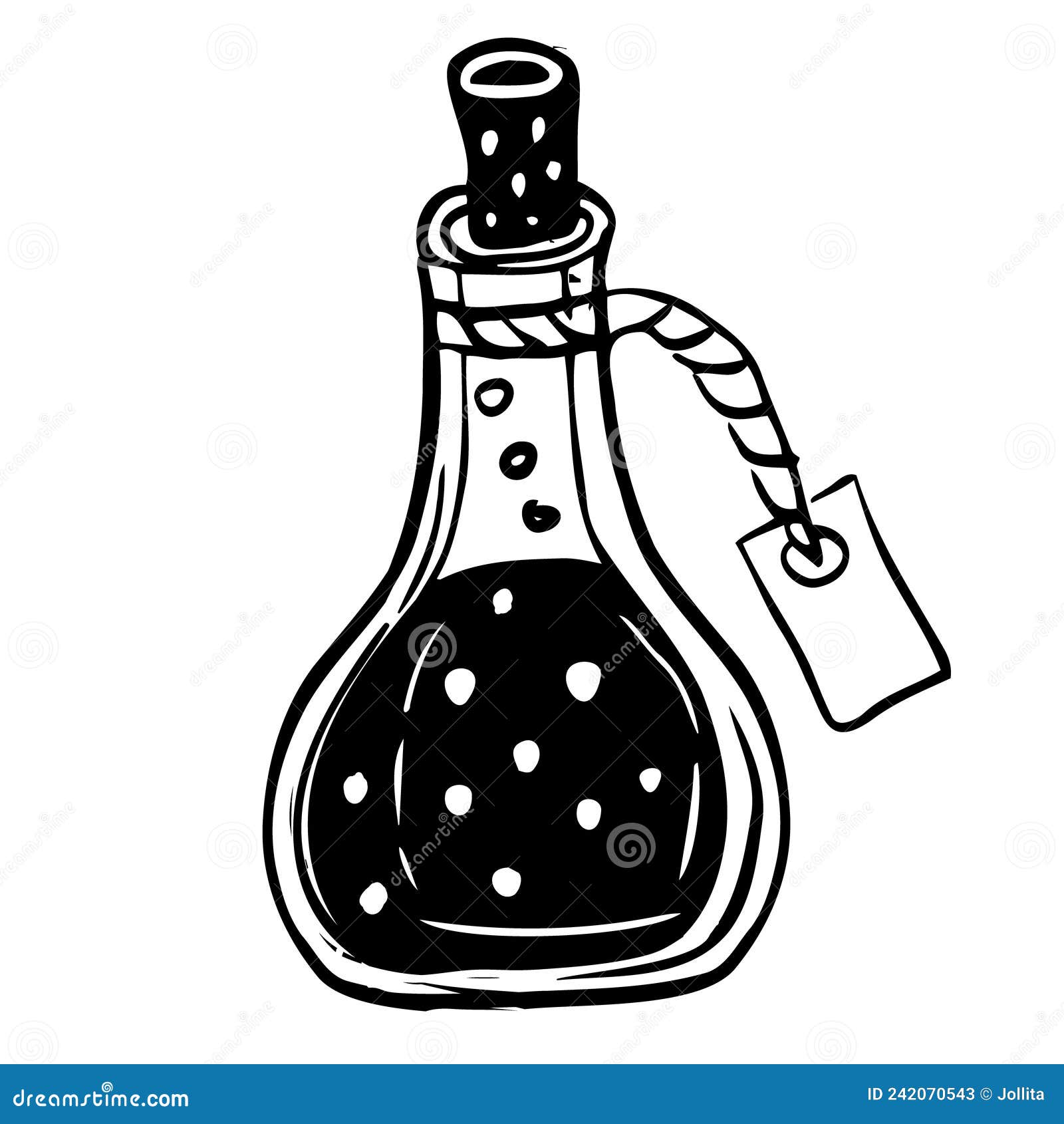 Hand Drawn Magic Bottle Isolated on White. Stock Vector - Illustration ...