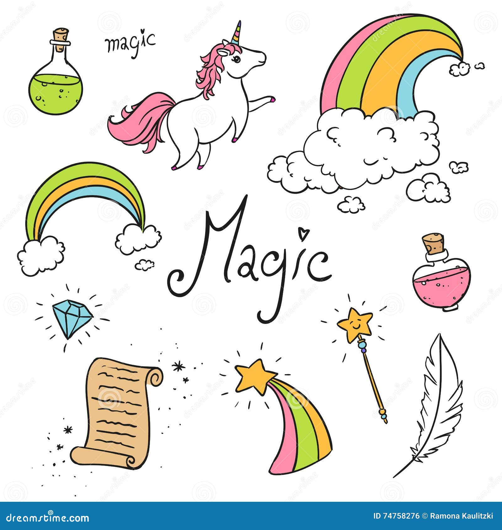 Hand Drawn Magic Doodles stock illustration. Illustration of fantasy ...