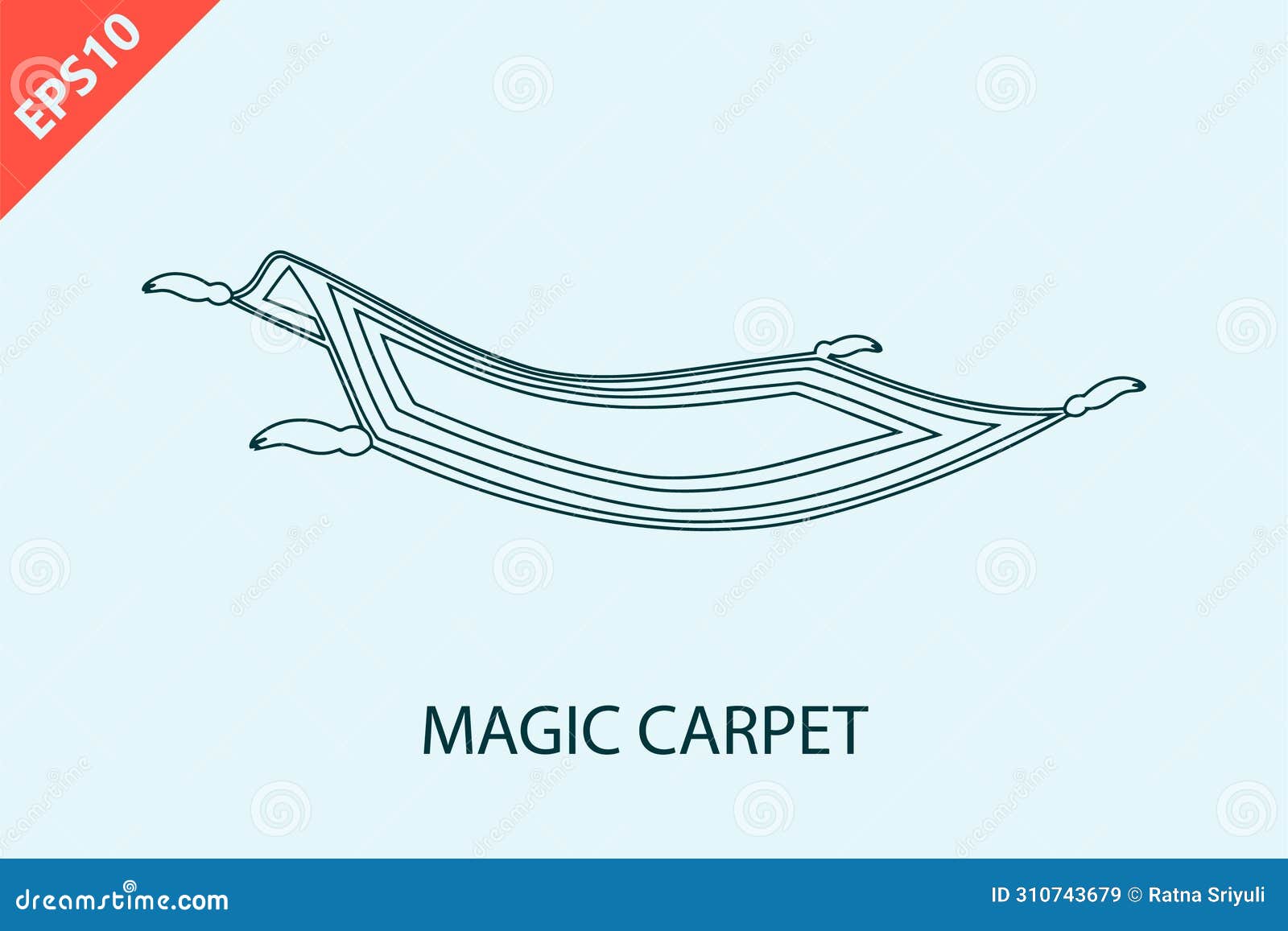 Hand Drawn Magic Flying Carpet Design Vector Isolated Illustration Stock Illustration ...