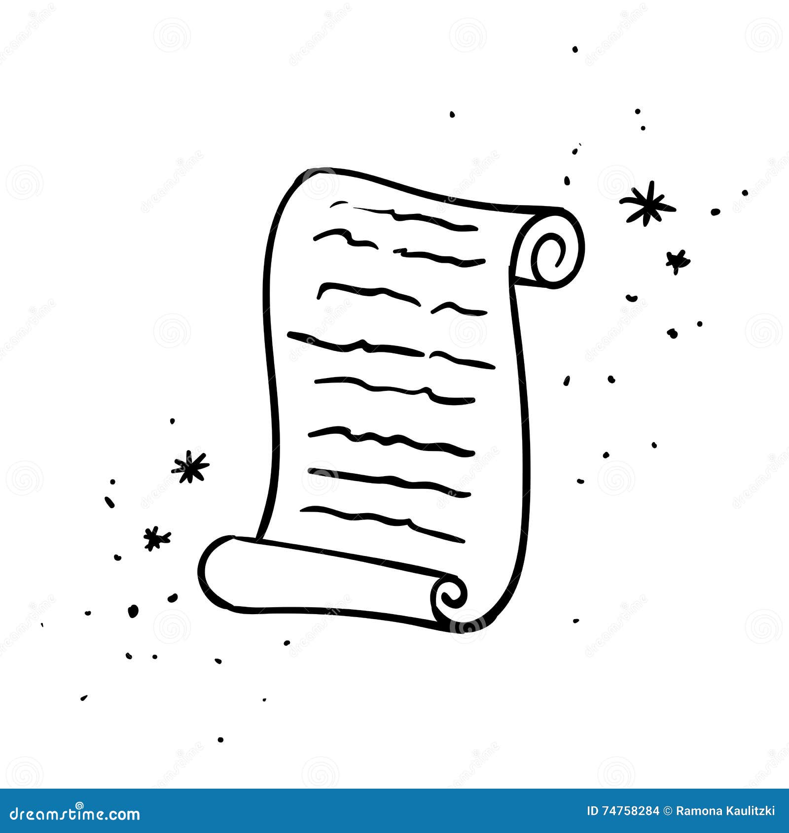 Hand Drawn Magic Scroll Doodle Stock Illustration - Illustration of ...