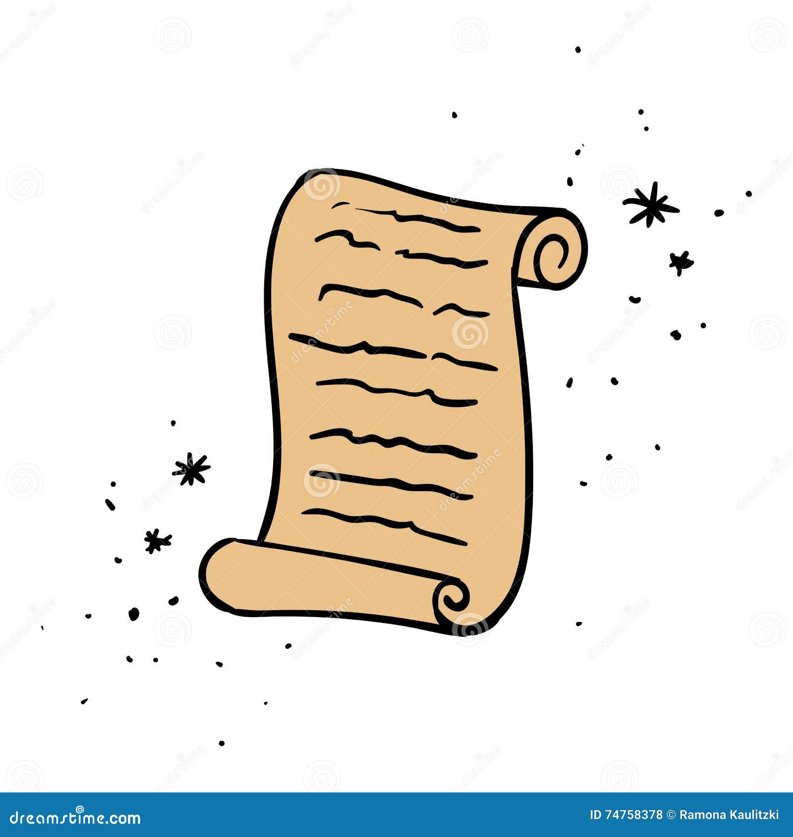 Hand Drawn Magic Scroll Doodle Stock Illustration - Illustration of ...