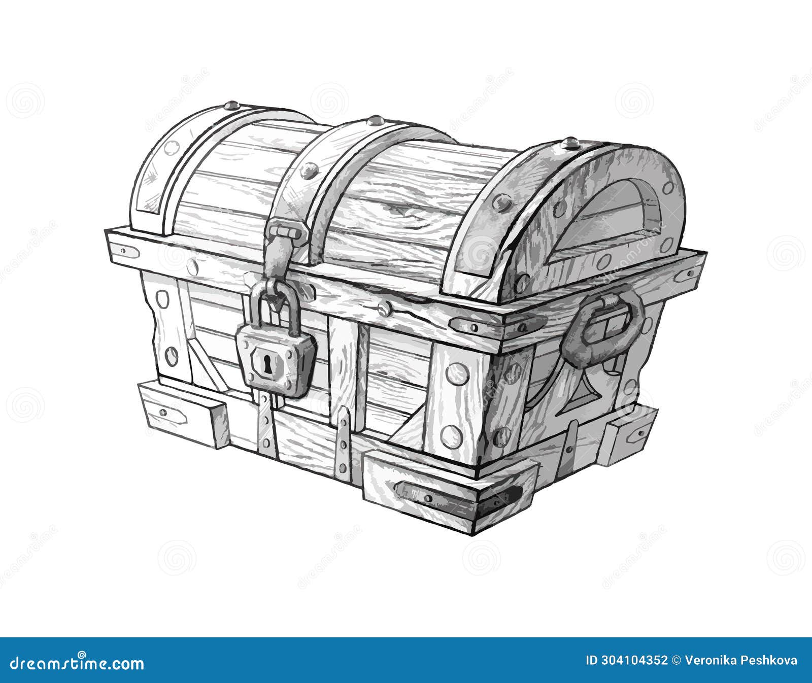 Hand Drawn Magic Treasure Chest. Isolated. Stock Illustration ...