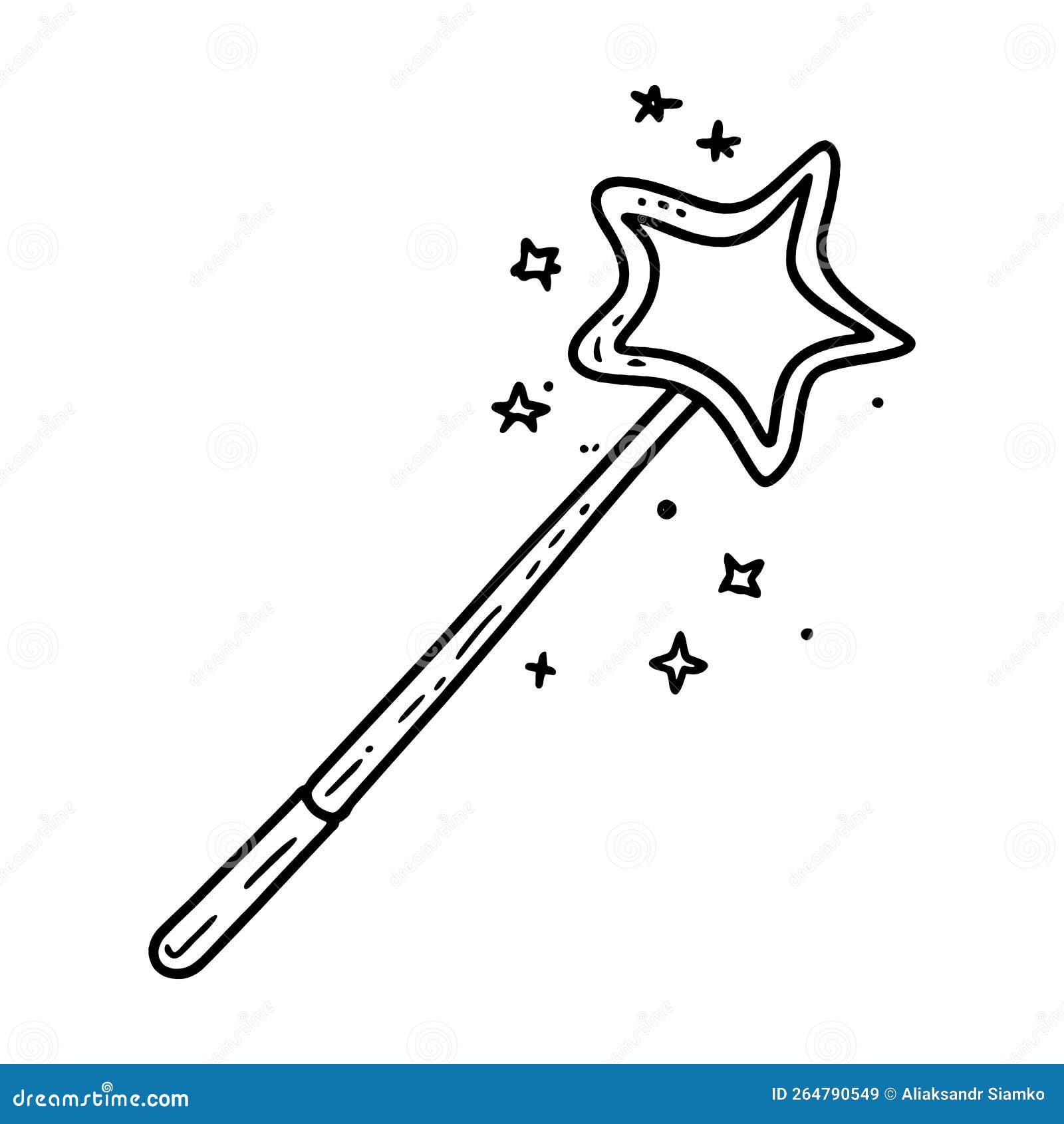 Hand Drawn Magic Wand Doodle. Sketch Style Icon Stock Vector ...