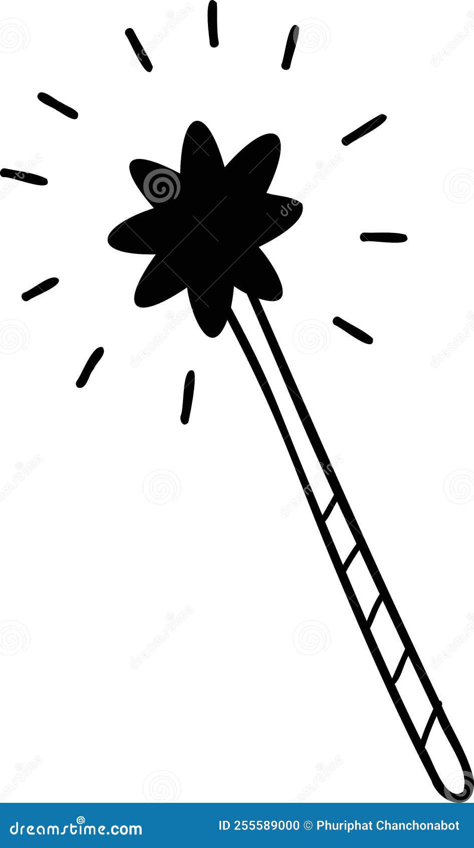 Hand Drawn Magic Wand Illustration Stock Vector - Illustration of ...
