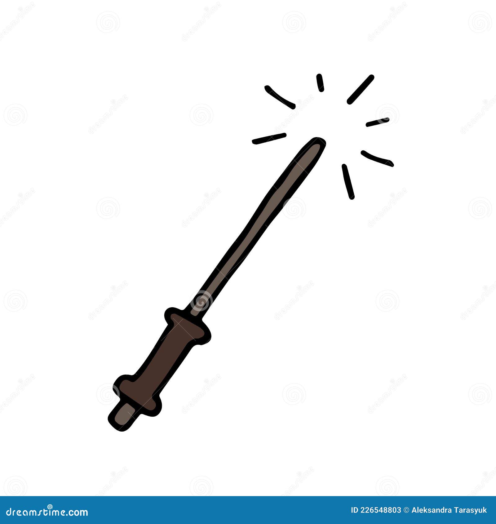 Hand Drawn Magic Wand. Magic Stick Doodle Icon Stock Vector ...