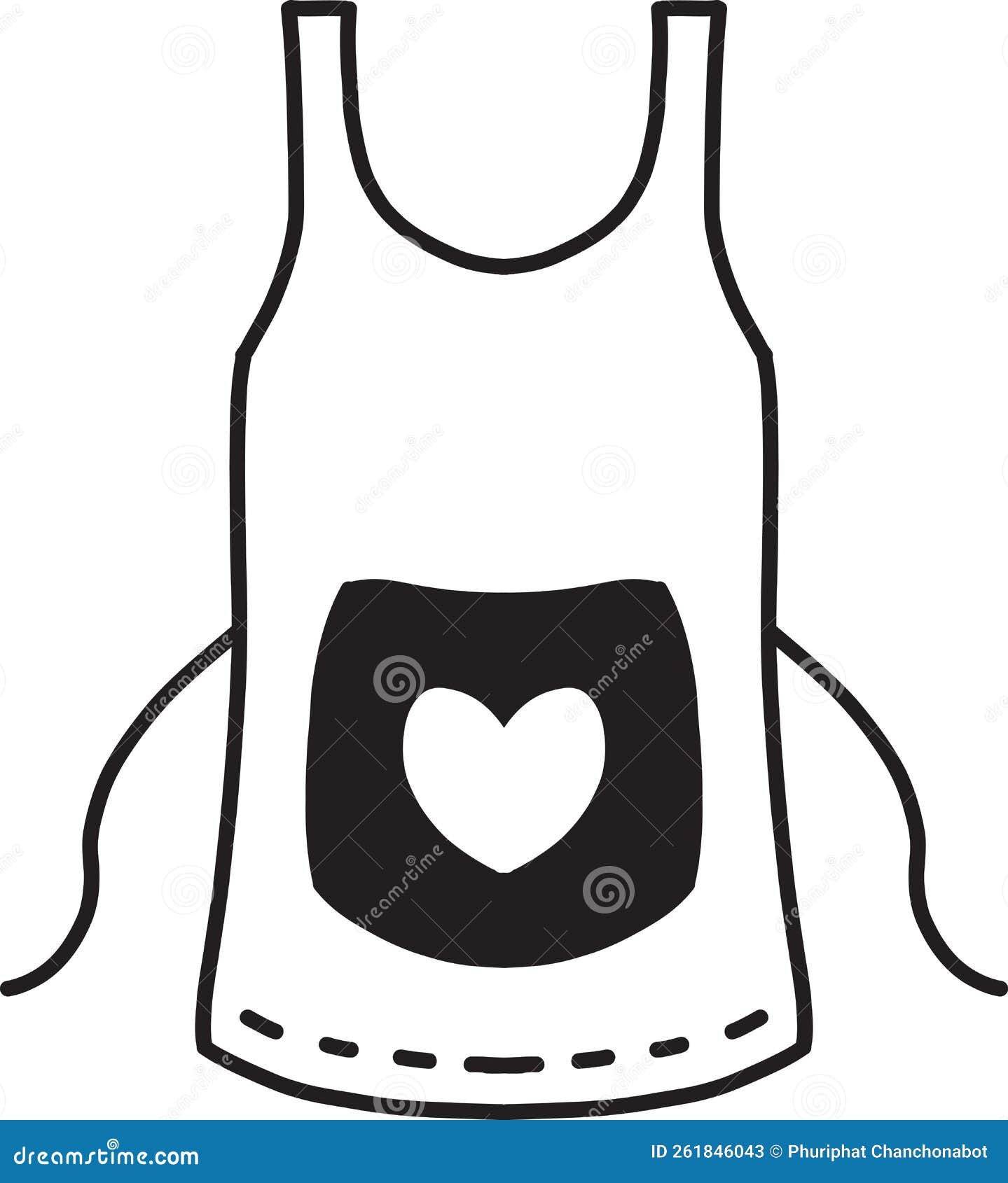 Hand Drawn Maid Apron Illustration Stock Vector - Illustration of ...