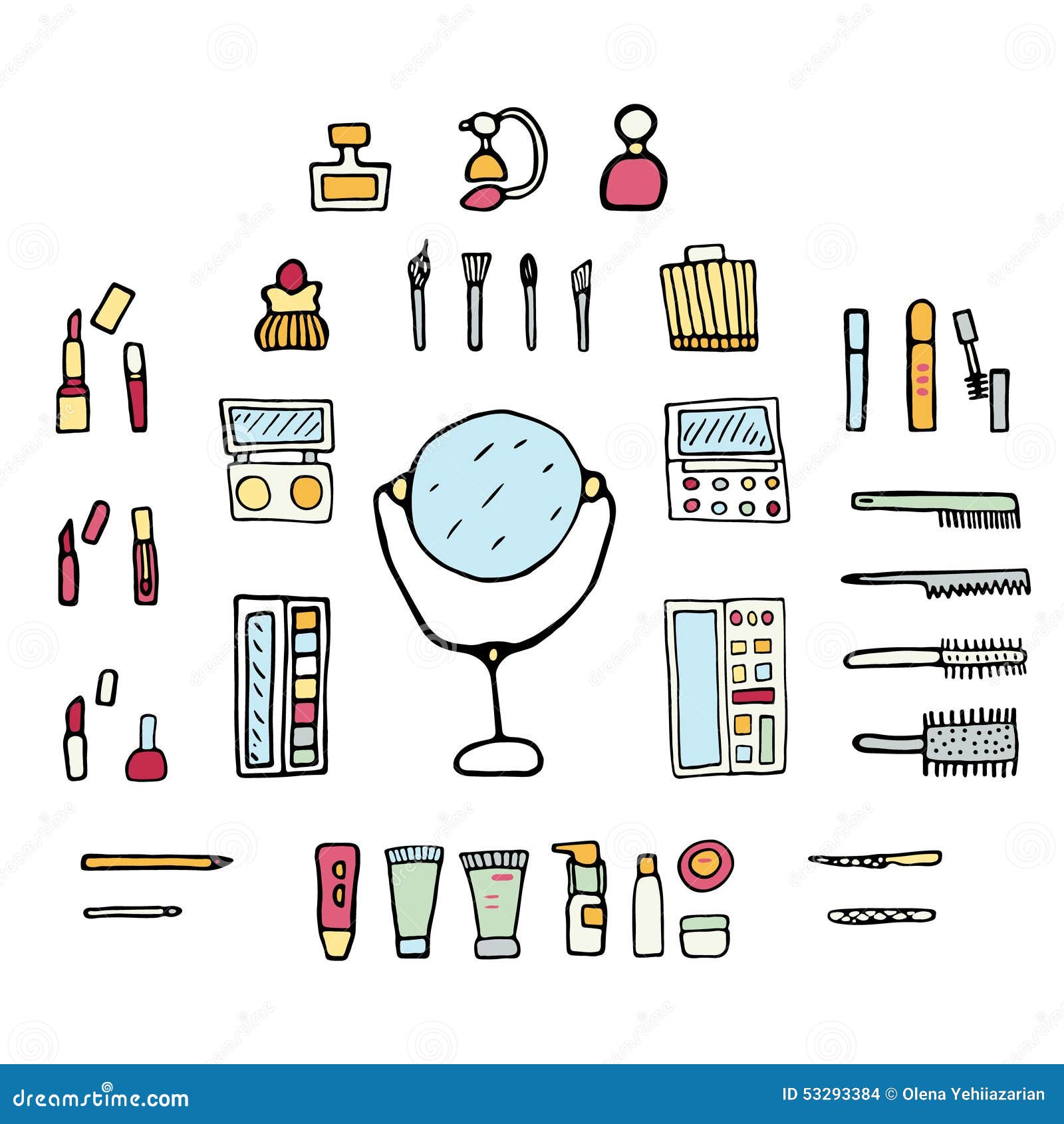 Hand drawn make up stock vector. Illustration of perfume - 53293384