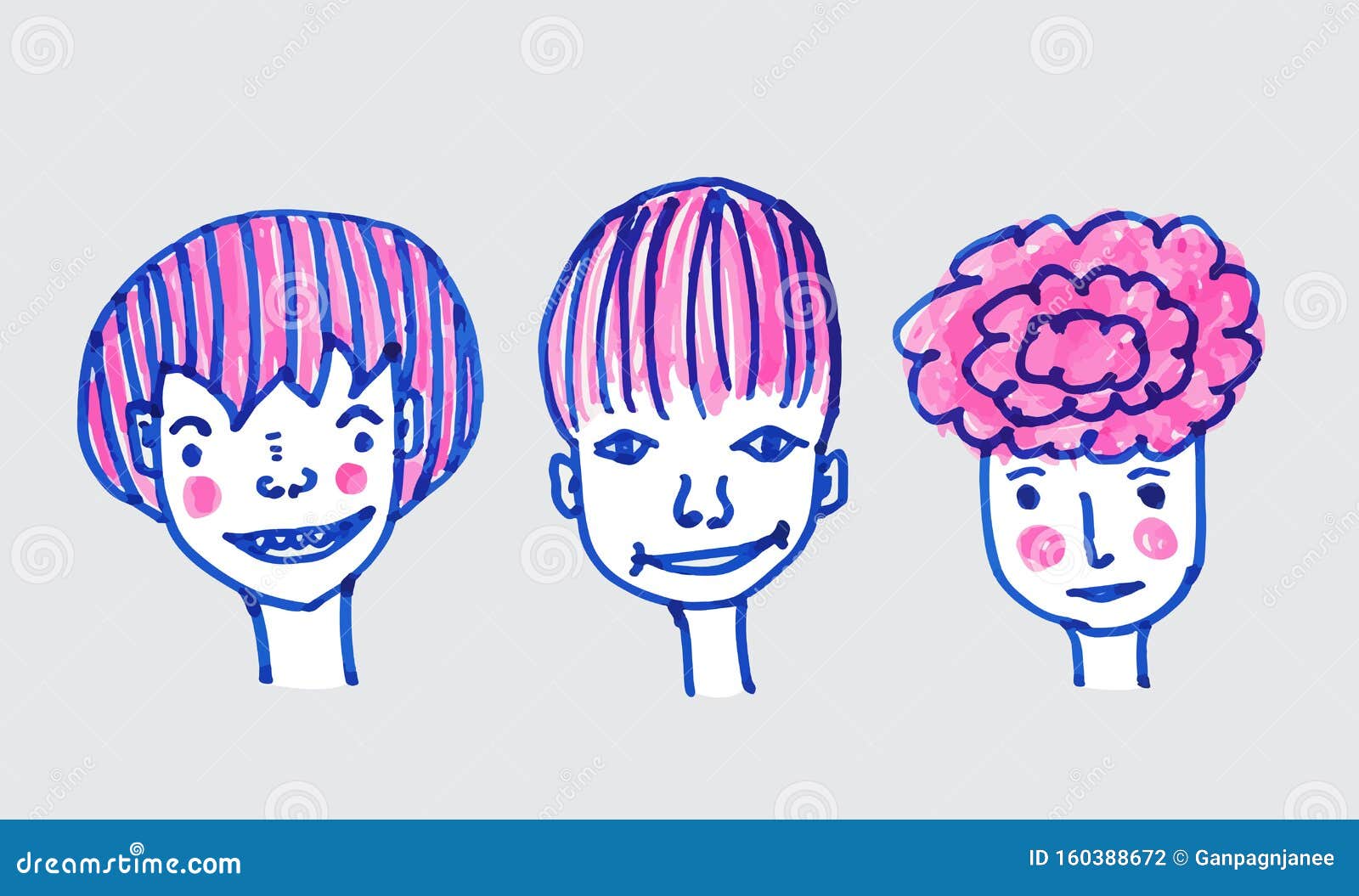 Hand Drawn Man Characters Faces Set, Vector Illustration Stock Vector ...