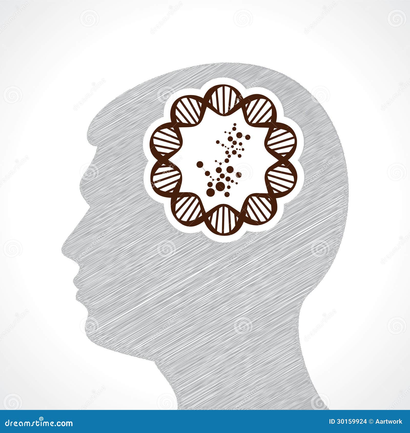Hand Drawn Man S Face with DNA and Atom Structure Stock Vector ...